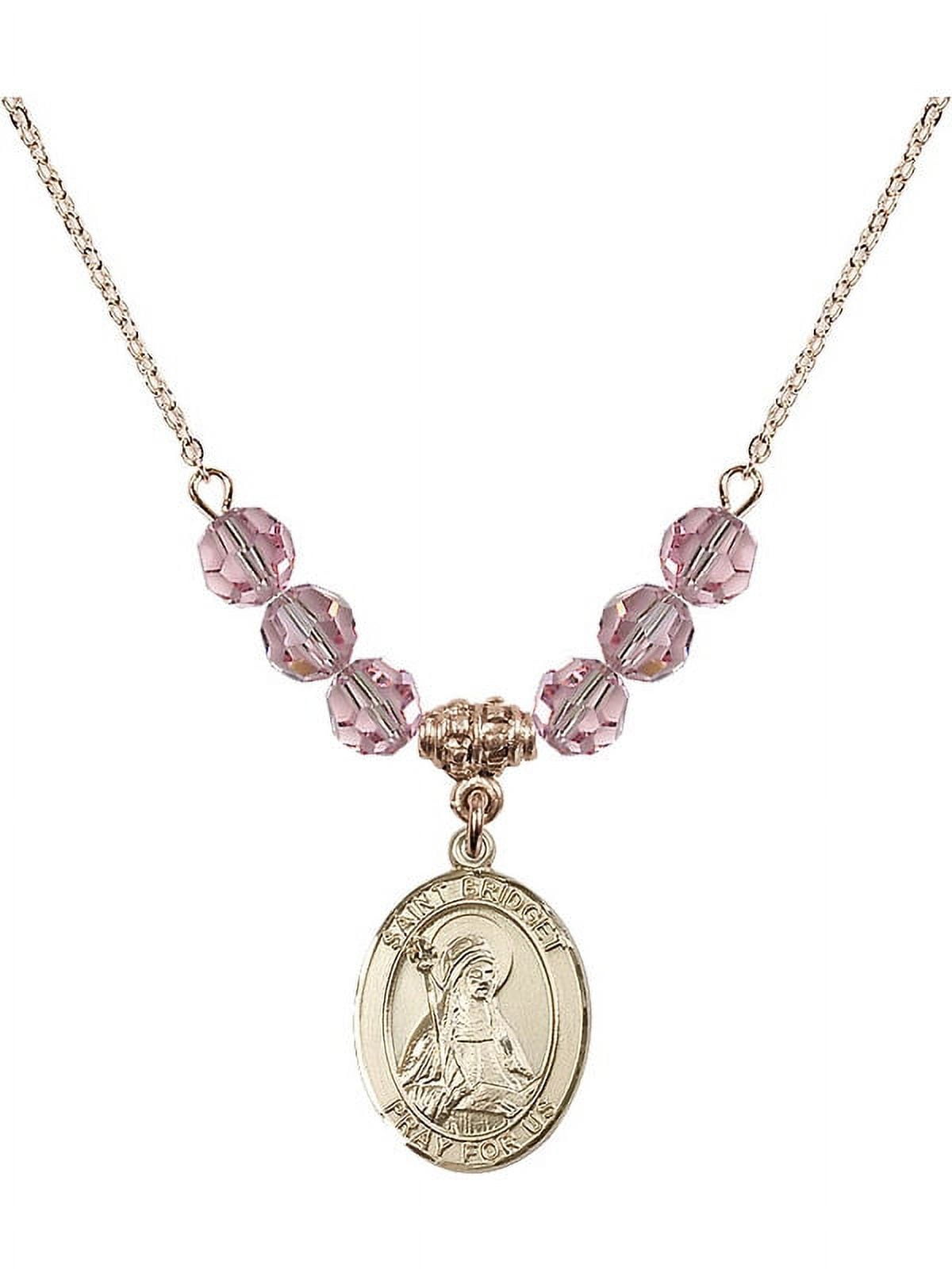 18-Inch Hamilton Gold Plated Necklace w/ 6mm Light Rose Pink October ...