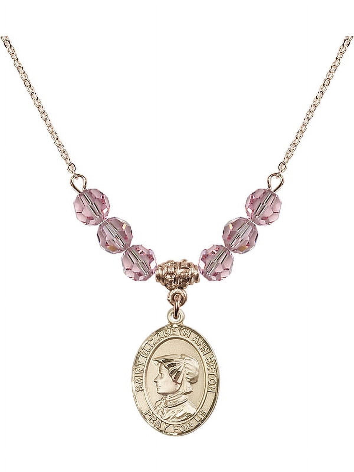 18-Inch Hamilton Gold Plated Necklace w/ 6mm Light Rose Pink October ...