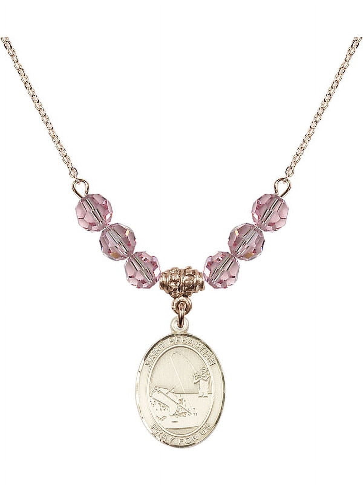 18-Inch Hamilton Gold Plated Necklace w/ 6mm Light Rose Pink October ...