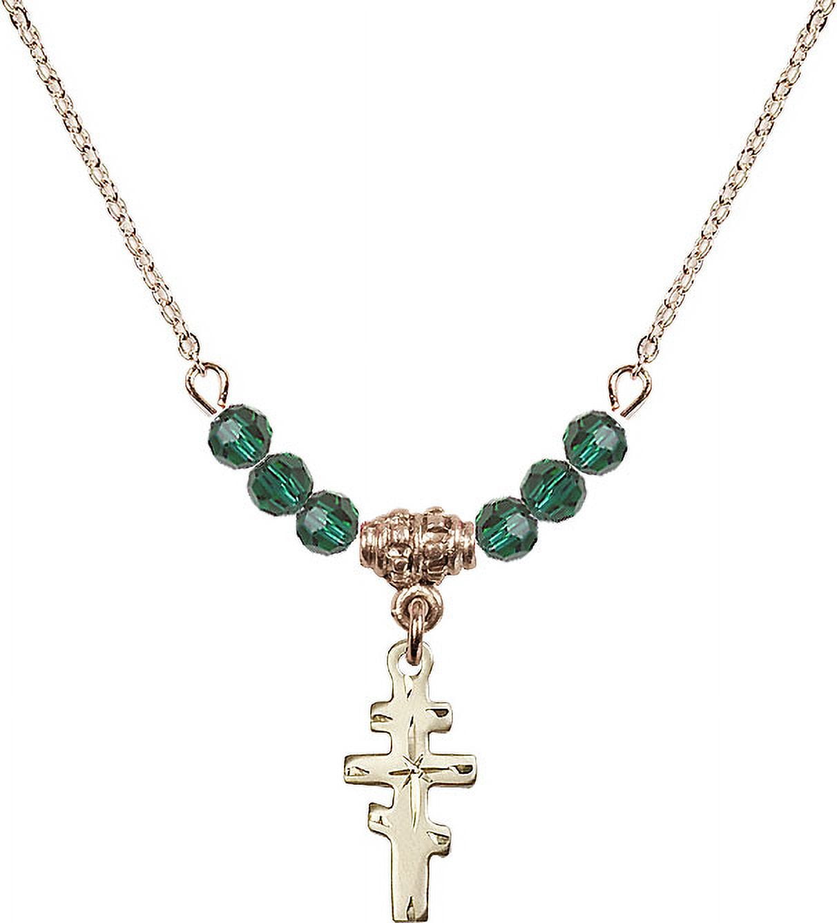 18-Inch Hamilton Gold Plated Necklace with 4mm Green May Birth Month ...