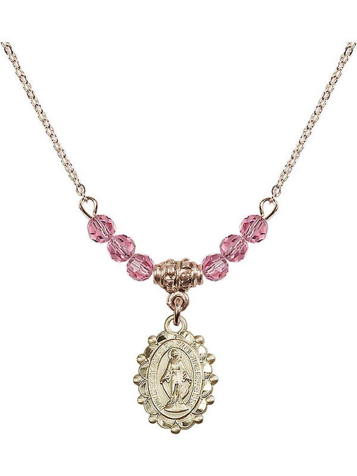 18-Inch Hamilton Gold Plated Necklace with 4mm Rose Pink October Birth ...