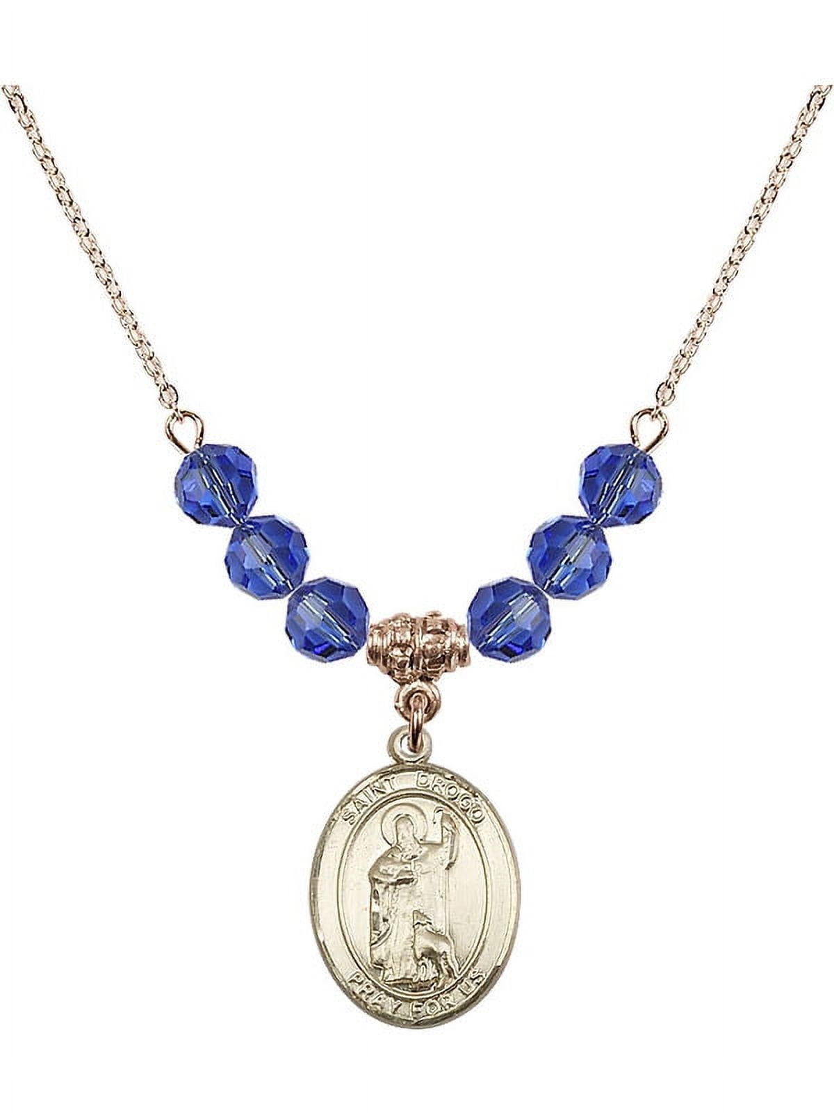 18-Inch Hamilton Gold Plated Necklace with 6mm Blue September Birth ...