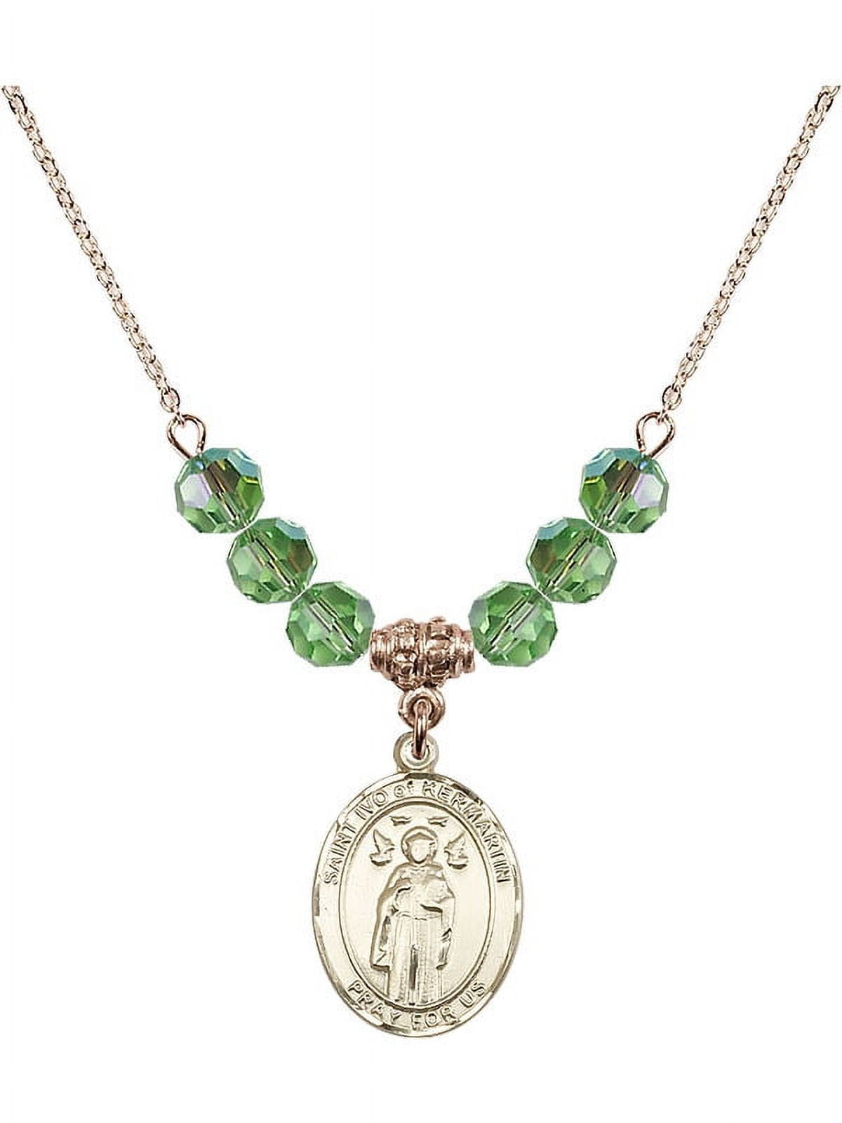 18-Inch Hamilton Gold Plated Necklace with 6mm Green August Birth Month ...