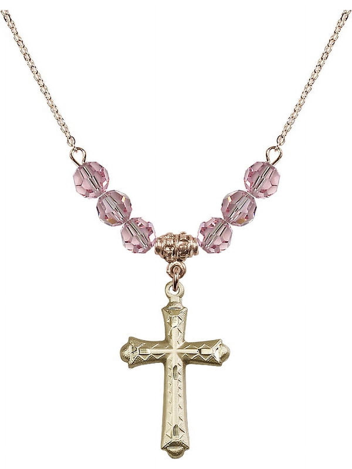 18-Inch Hamilton Gold Plated Necklace with 6mm Light Rose Pink October ...