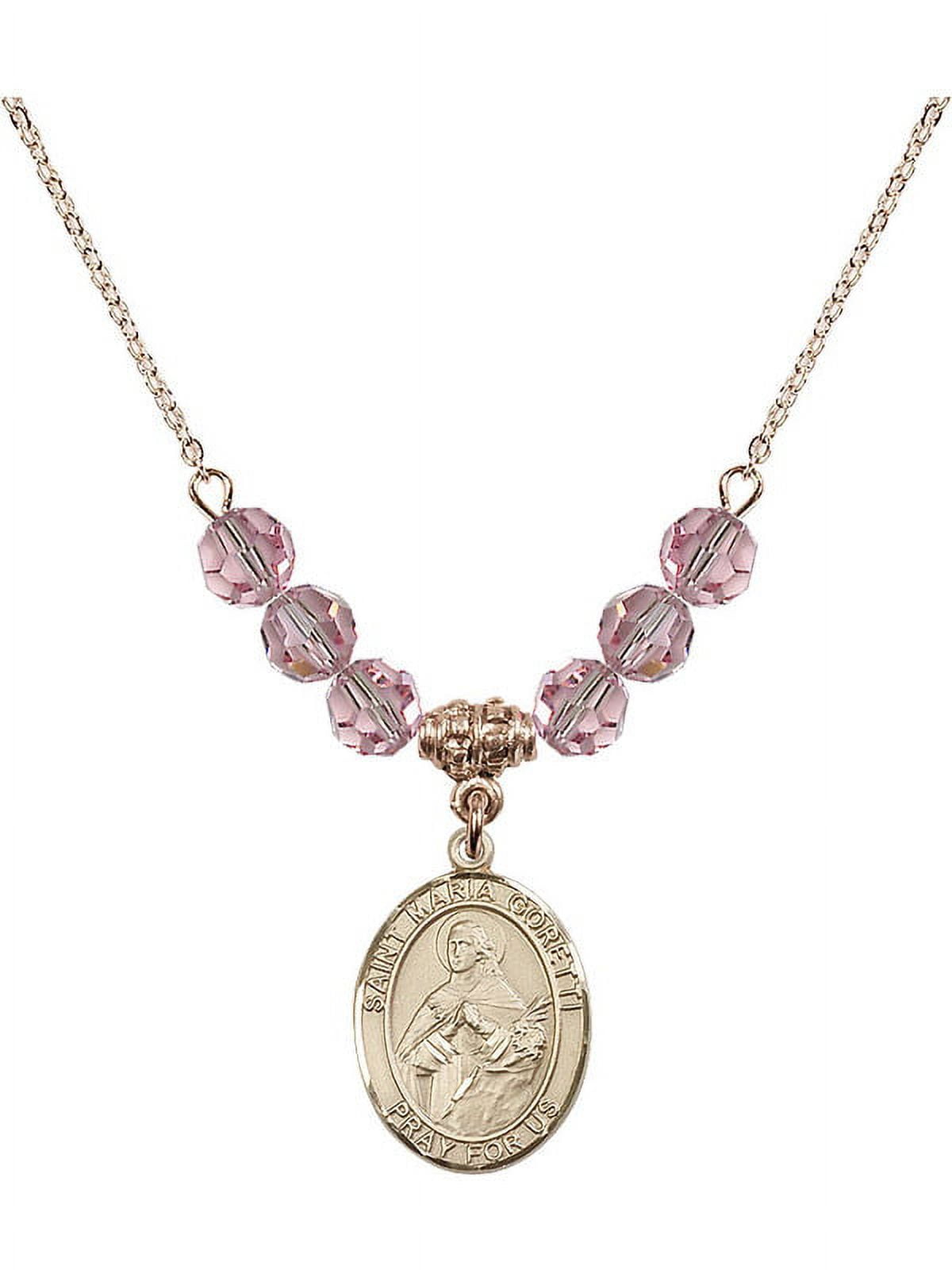 18-Inch Hamilton Gold Plated Necklace with 6mm Light Rose Pink October ...