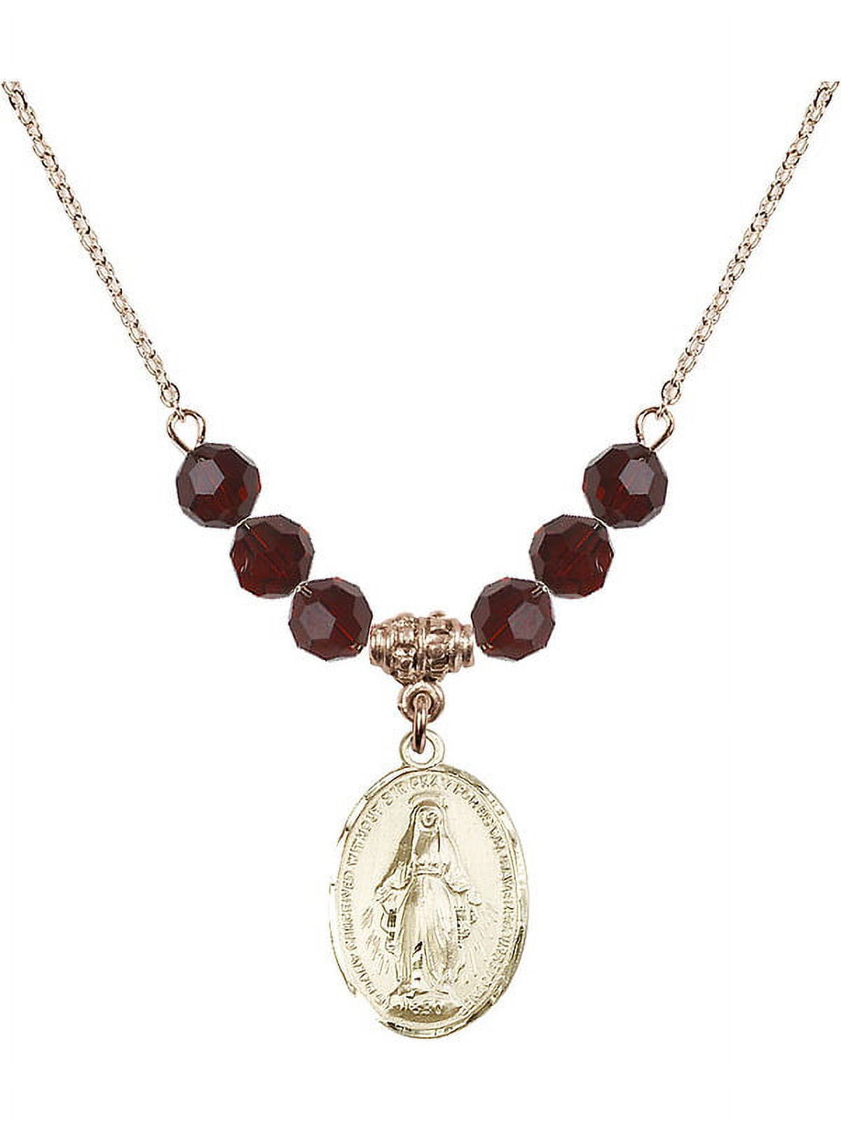 18-Inch Hamilton Gold Plated Necklace with 6mm Red January Birth Month ...