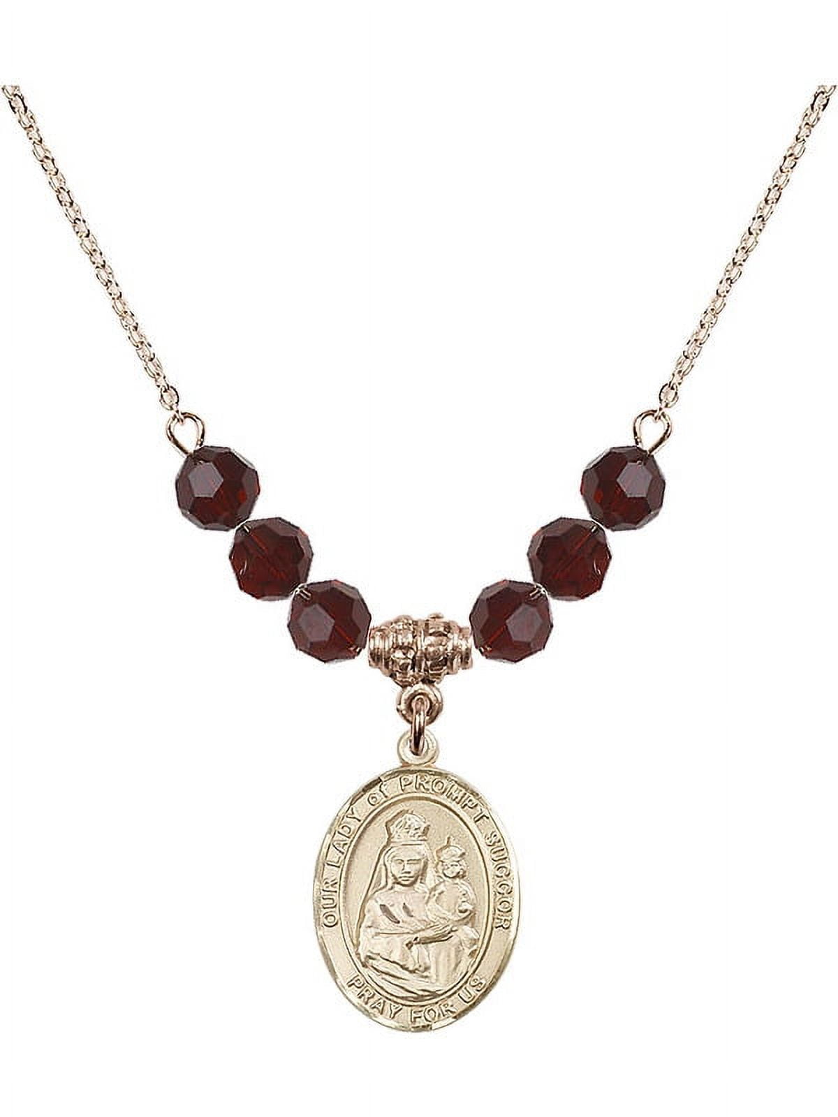18-Inch Hamilton Gold Plated Necklace with 6mm Red January Birth Month ...