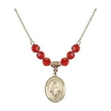 18-Inch Hamilton Gold Plated Necklace with 6mm Red July Birth Month ...