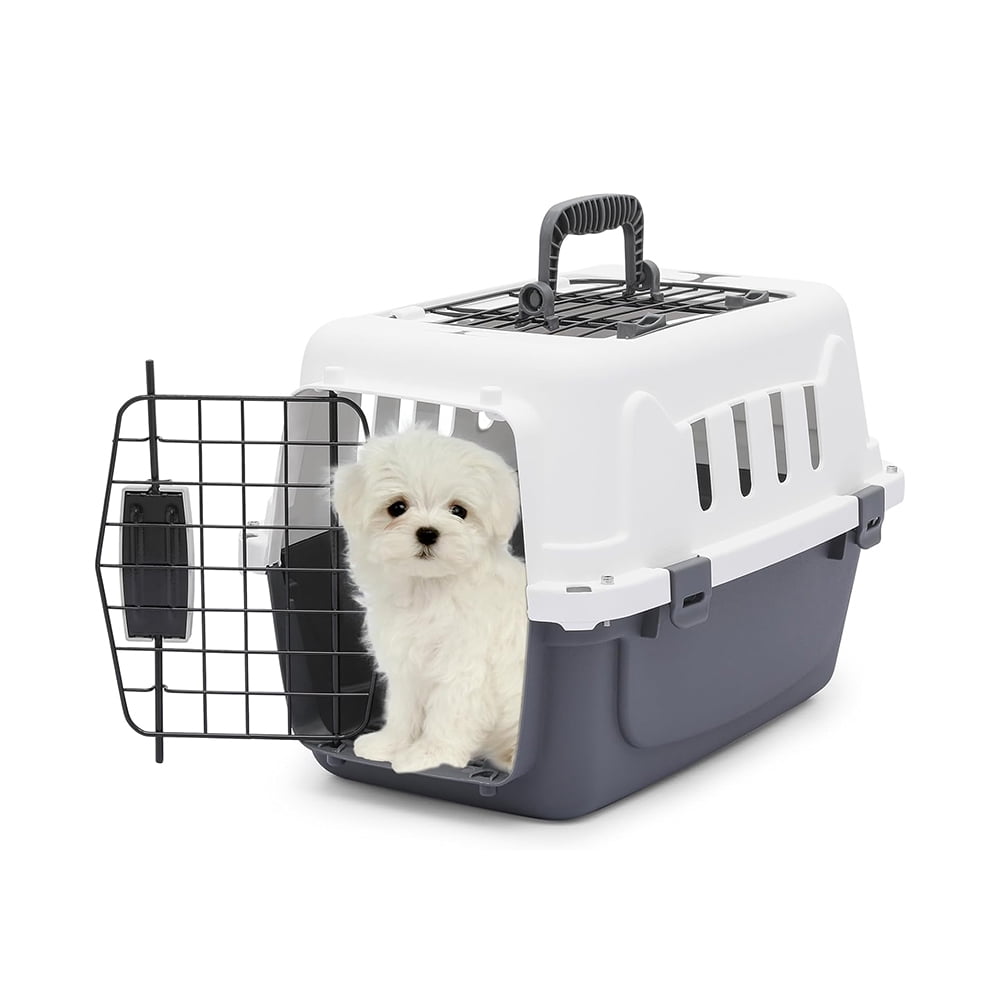 18 Inch Hard-Sided Plastic Dog Carrier, 2-Door Top-Loading Kennel with ...