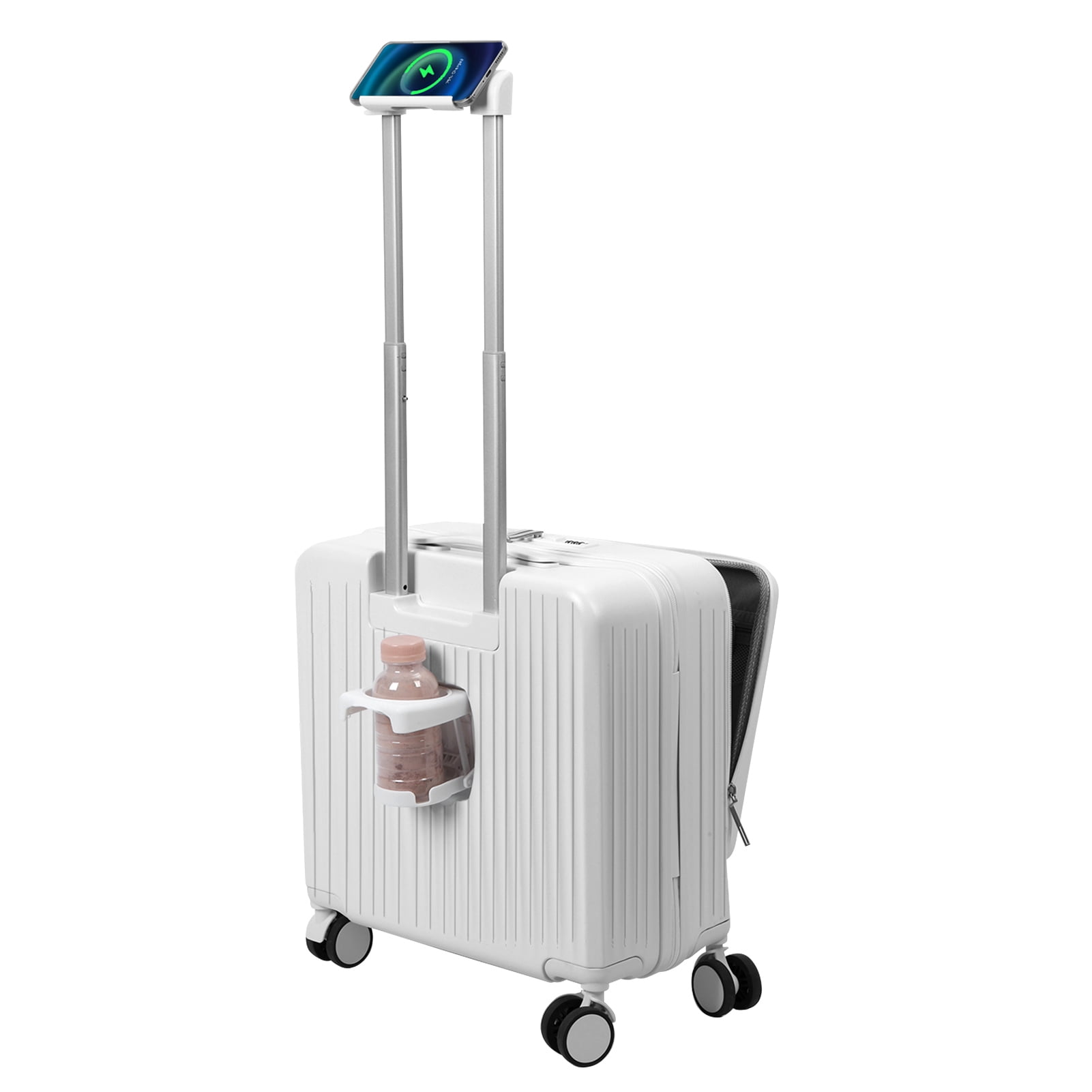 18 Inch Hardside Suitcase, Front Opening Carry On Luggage, Hard Shell ...