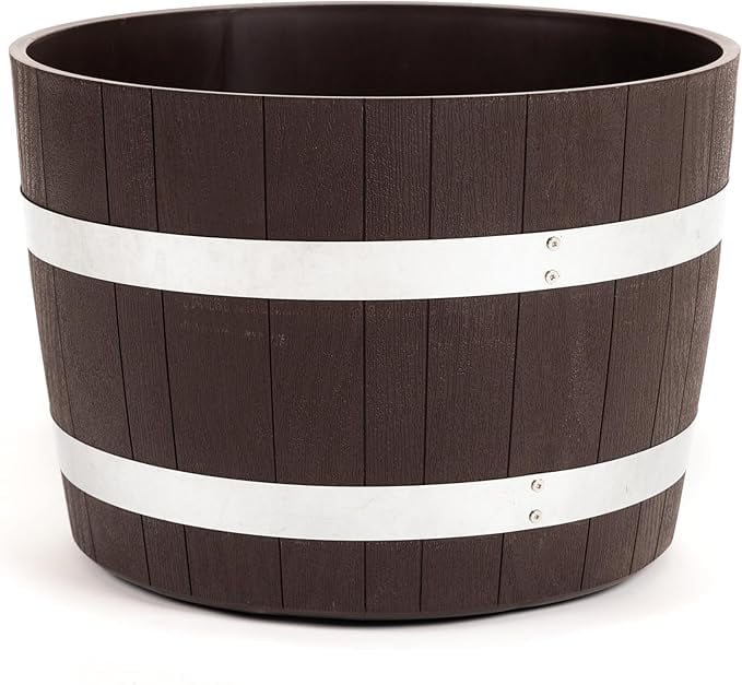 18 Inch Heavy Duty Barrel Planter - 100% Recycled Polyethylene with ...
