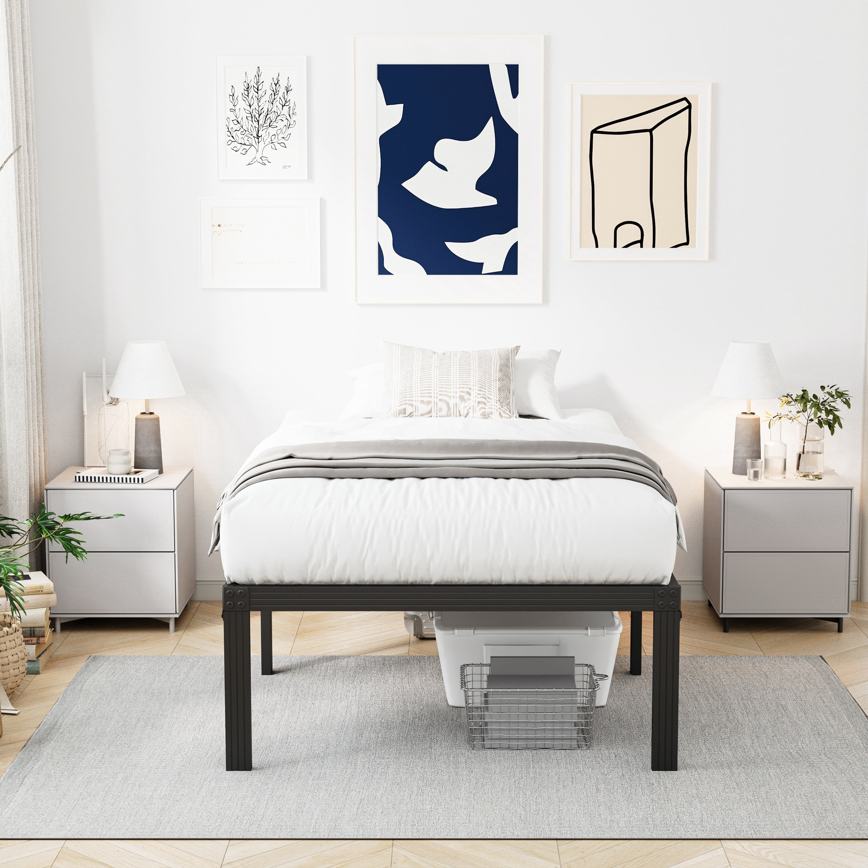 18 Inch Heavy Duty Bed Frame, No Box Spring Needed, Noise Free Twin ...