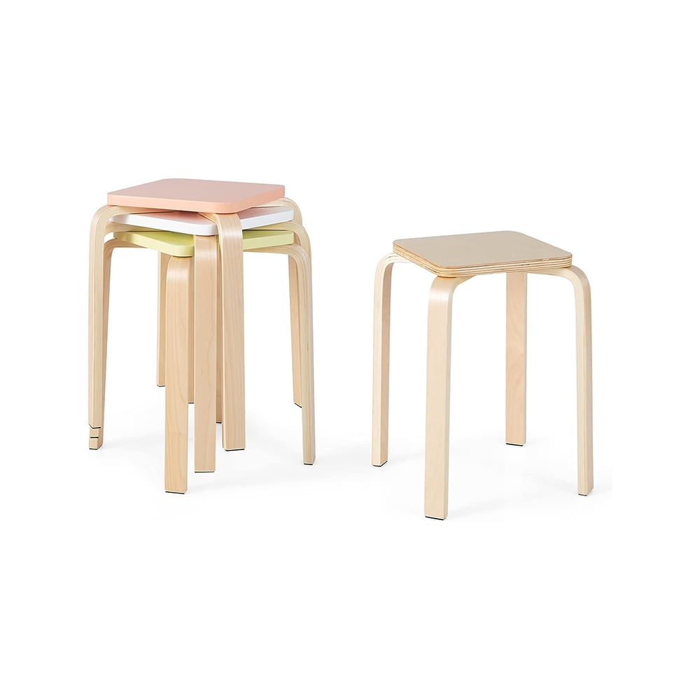 18-Inch Height Backless Counter ChairsStackable Bentwood Stools Set of ...