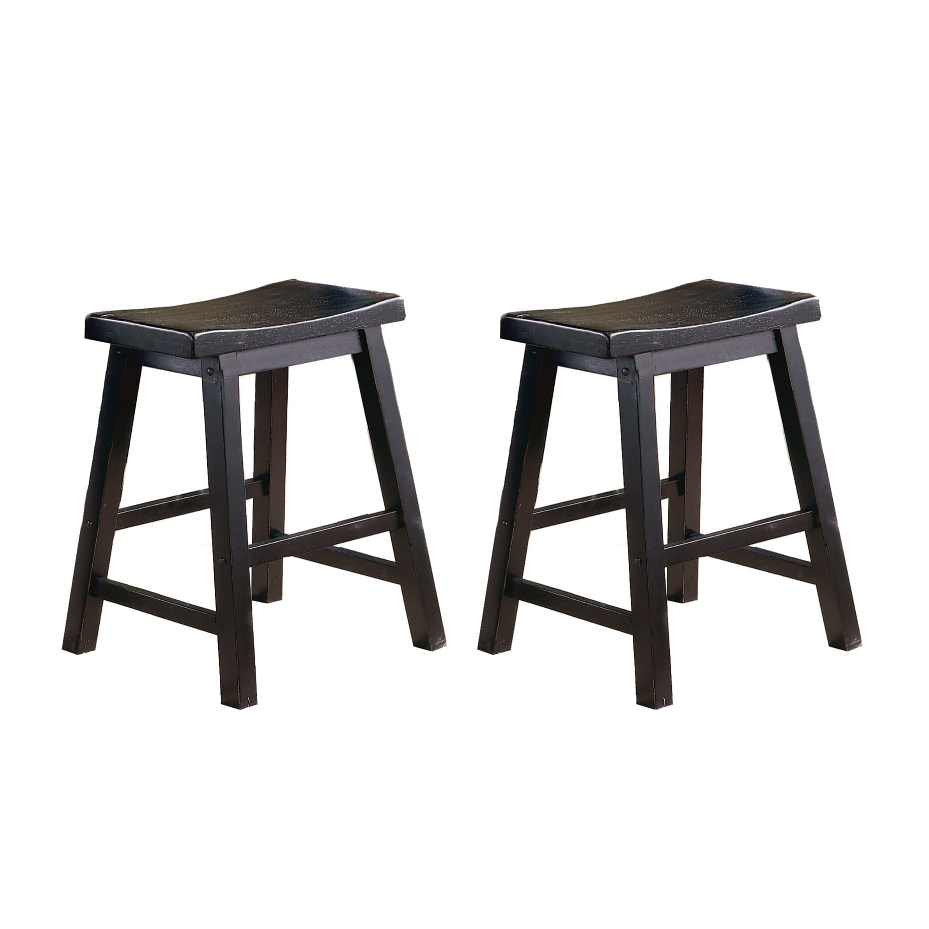 18 Inch Height Saddle Seat Stools Set of 2, Wooden Casual Stools ...