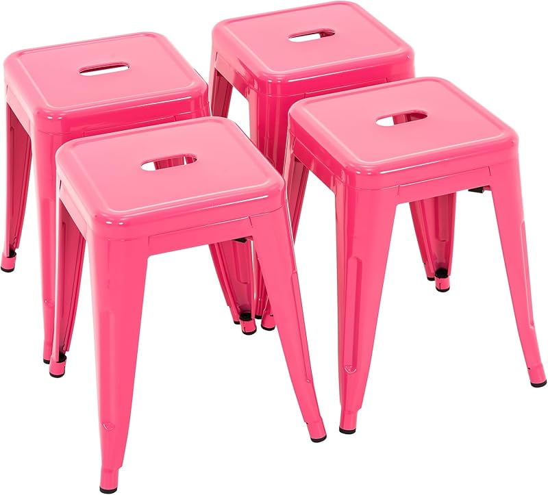 18 Inch Industrial Metal Stools Set of 2, Stackable Classroom Stools ...