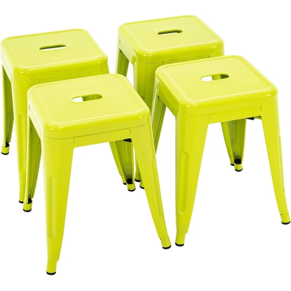 18 Inch Industrial Metal Stools Set of 4, Stackable Classroom Kitchen ...