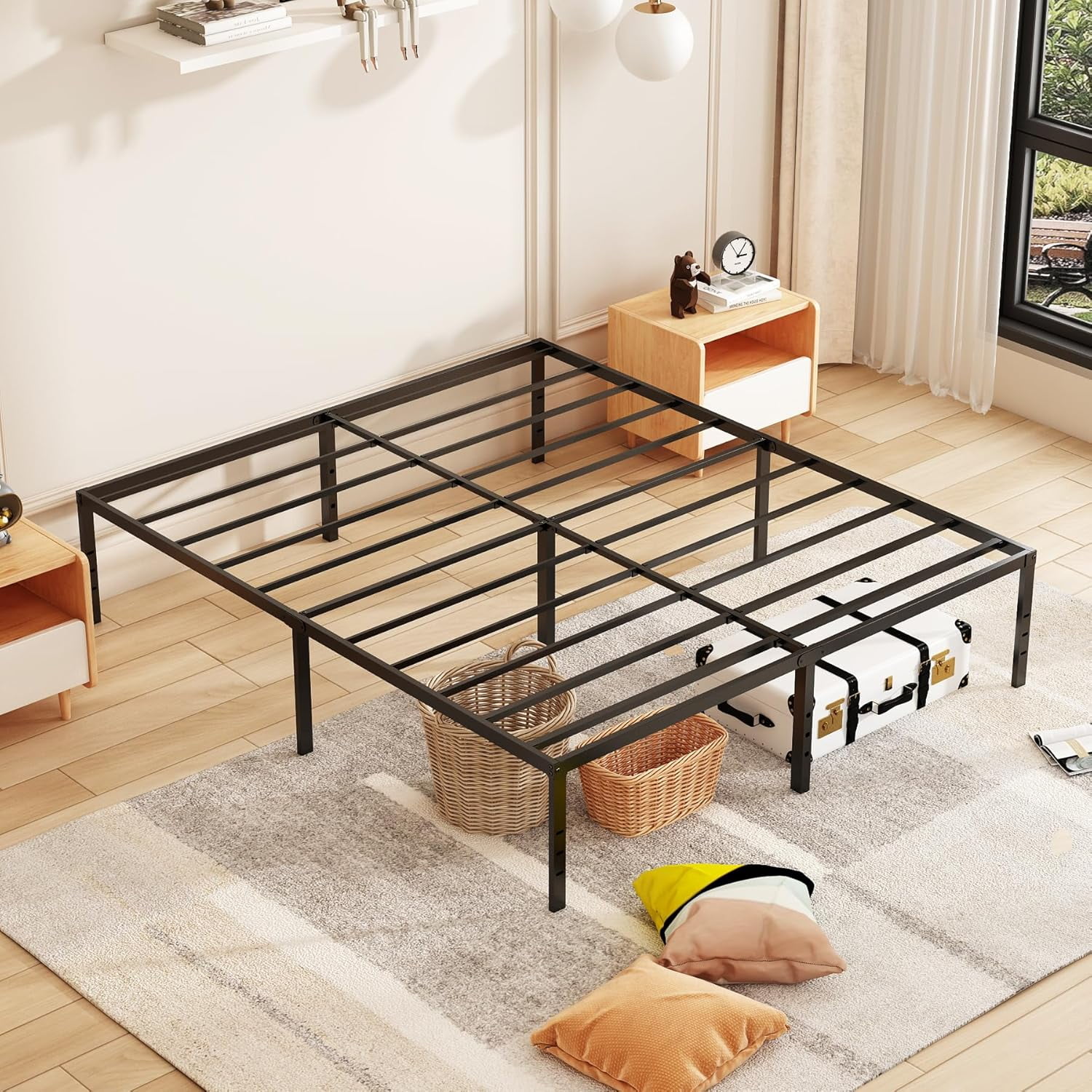 18 Inch King Size Bed Frame No Box Spring Needed Heavy Duty Easy ...