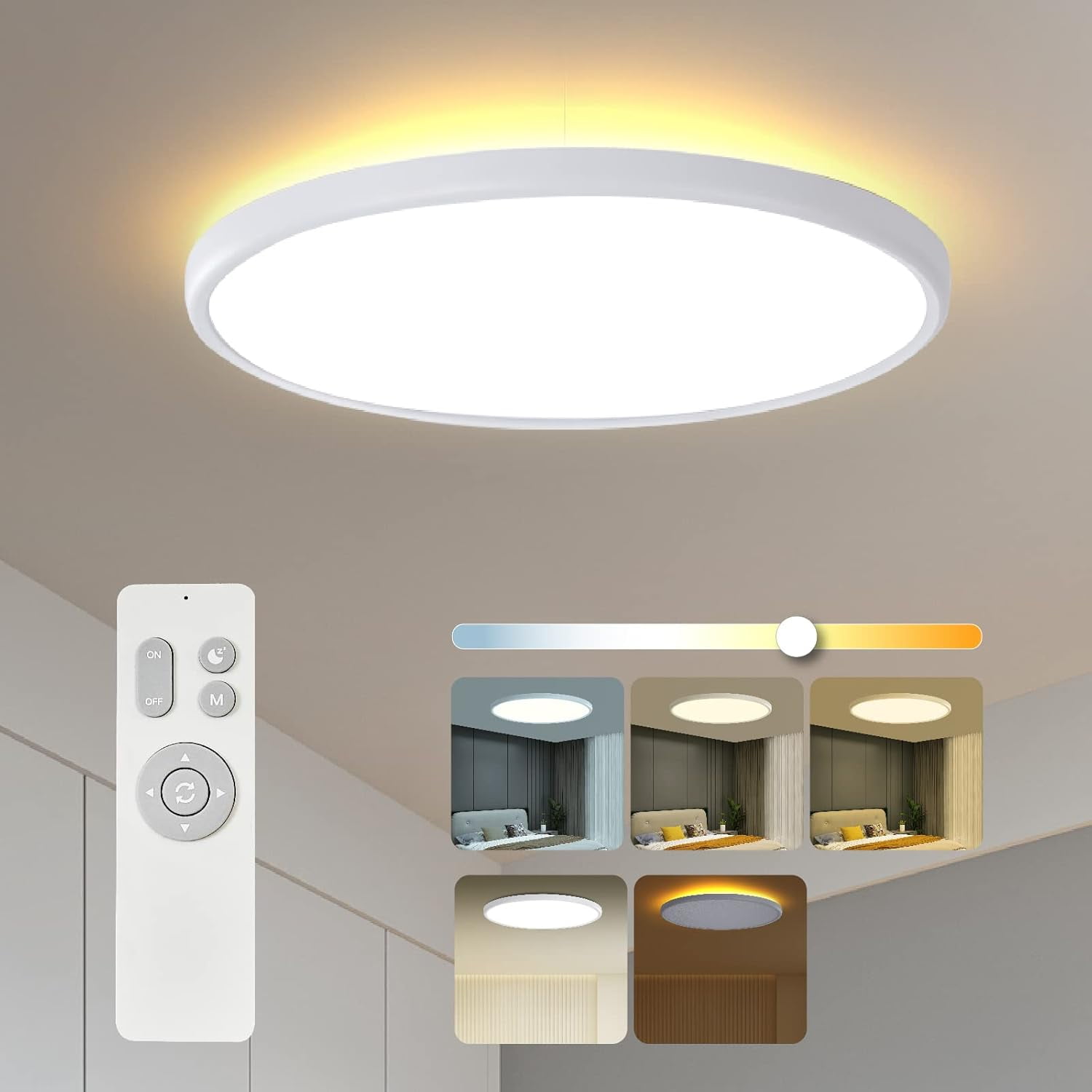 18-Inch LED Ceiling Light with Night Light, 36W Flush Mount Light ...