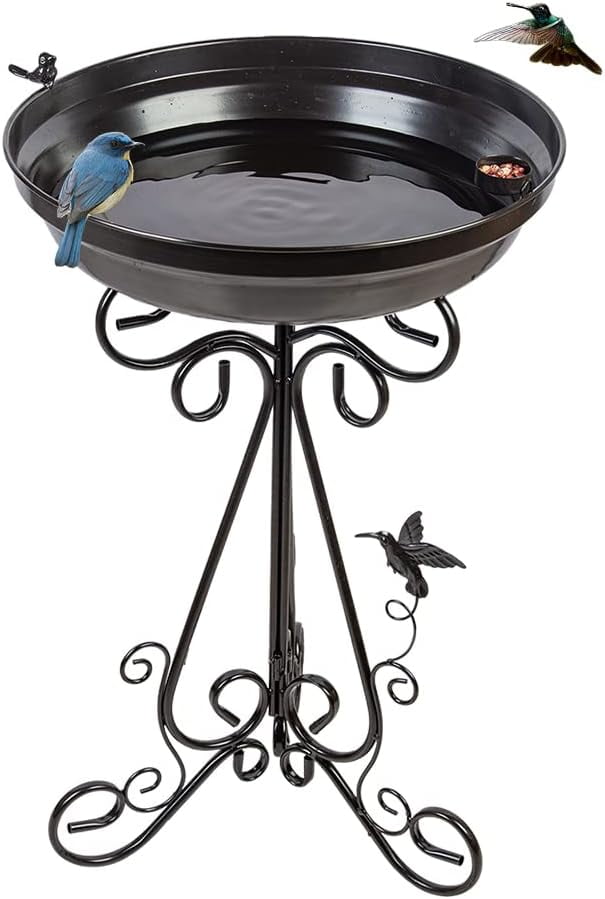 18 Inch Large Bird Bath with Stand, 4 Inch Deep Bird Baths for Outdoors ...