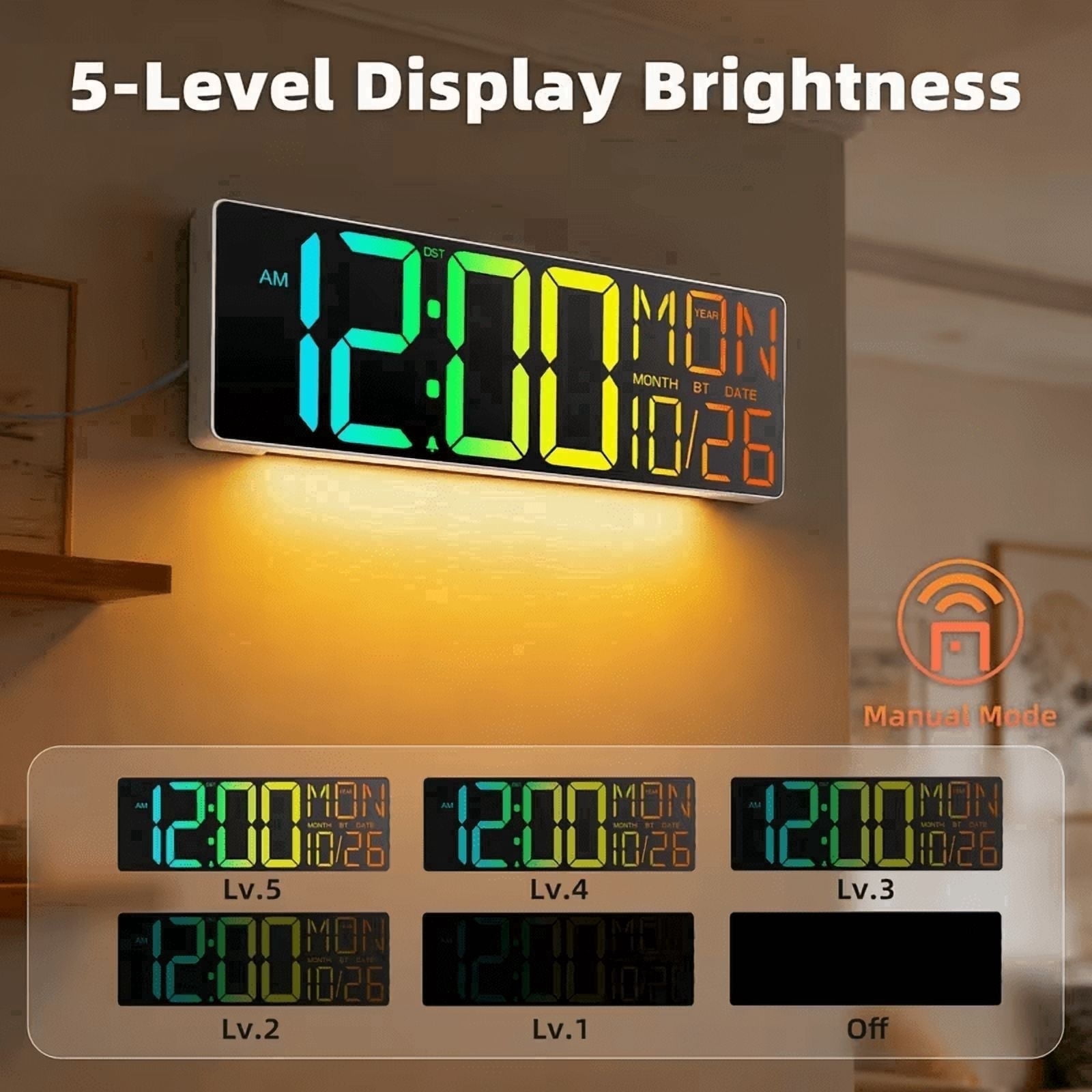 LEIKE 18-Inch Large Digital Wall Clock with Remote Control - RGB Color ...