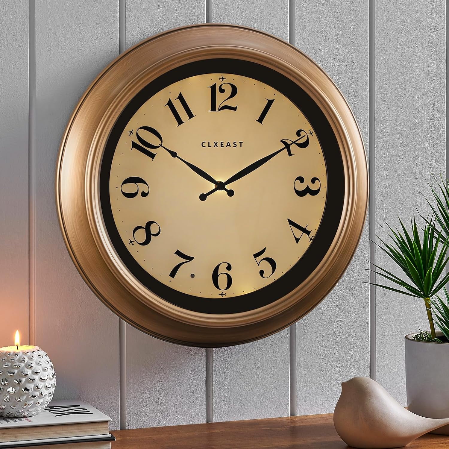 18 Inch Large Modern Farmhouse Illuminated Wall Clock with Smart LED ...