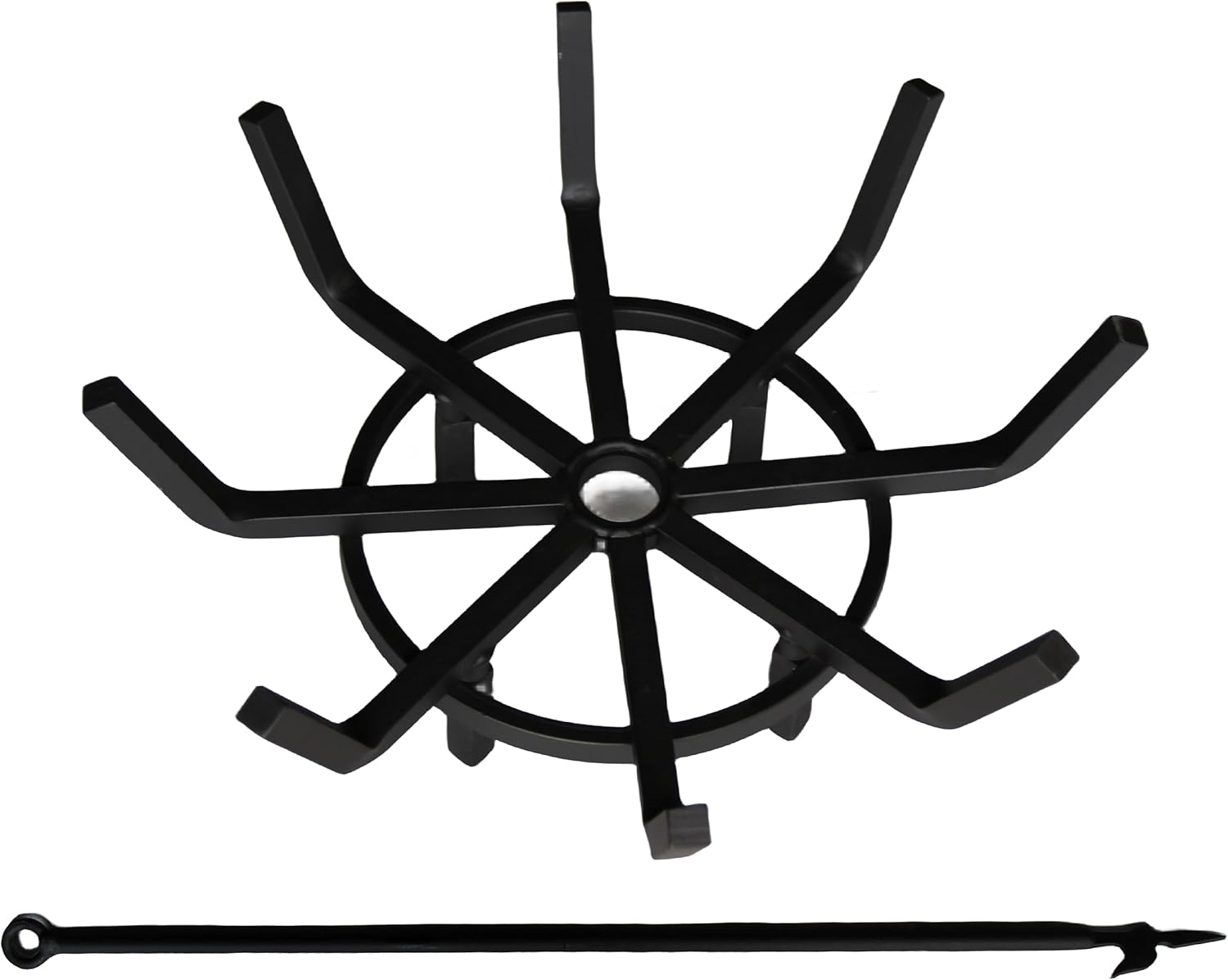 18 Inch Log Grate Wrought Iron Fire Pit Round Spider Wagon Wheel Firewood Heavy Duty 0.9 in Bar ...