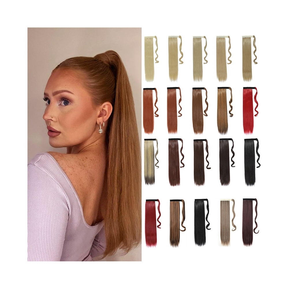 18 Inch Long Ponytail Extensions Wrap Around Straight Synthetic ...