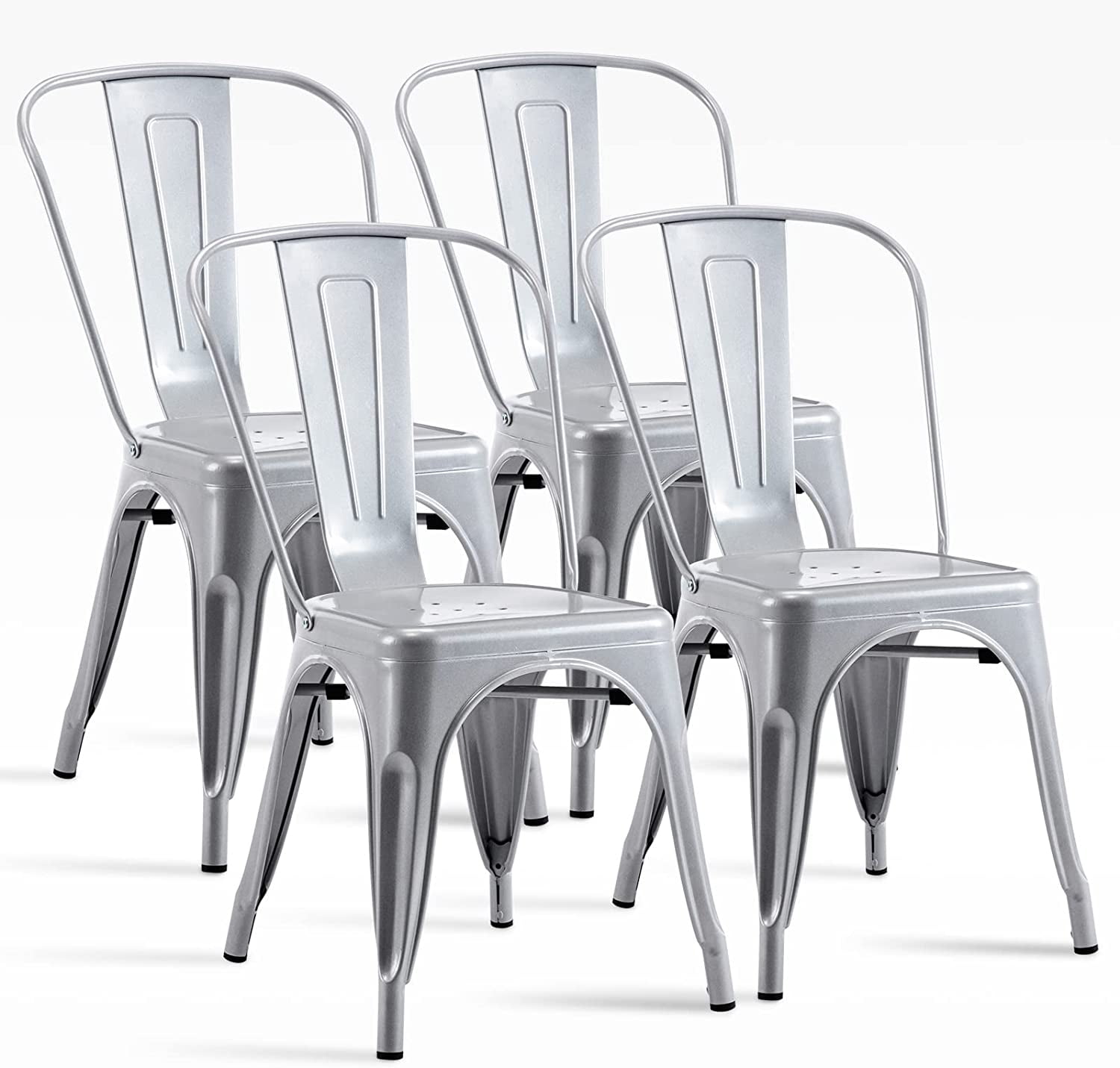 18 Inch Metal Dining Chair Indoor Outdoor Chair with Rustless Stackable ...