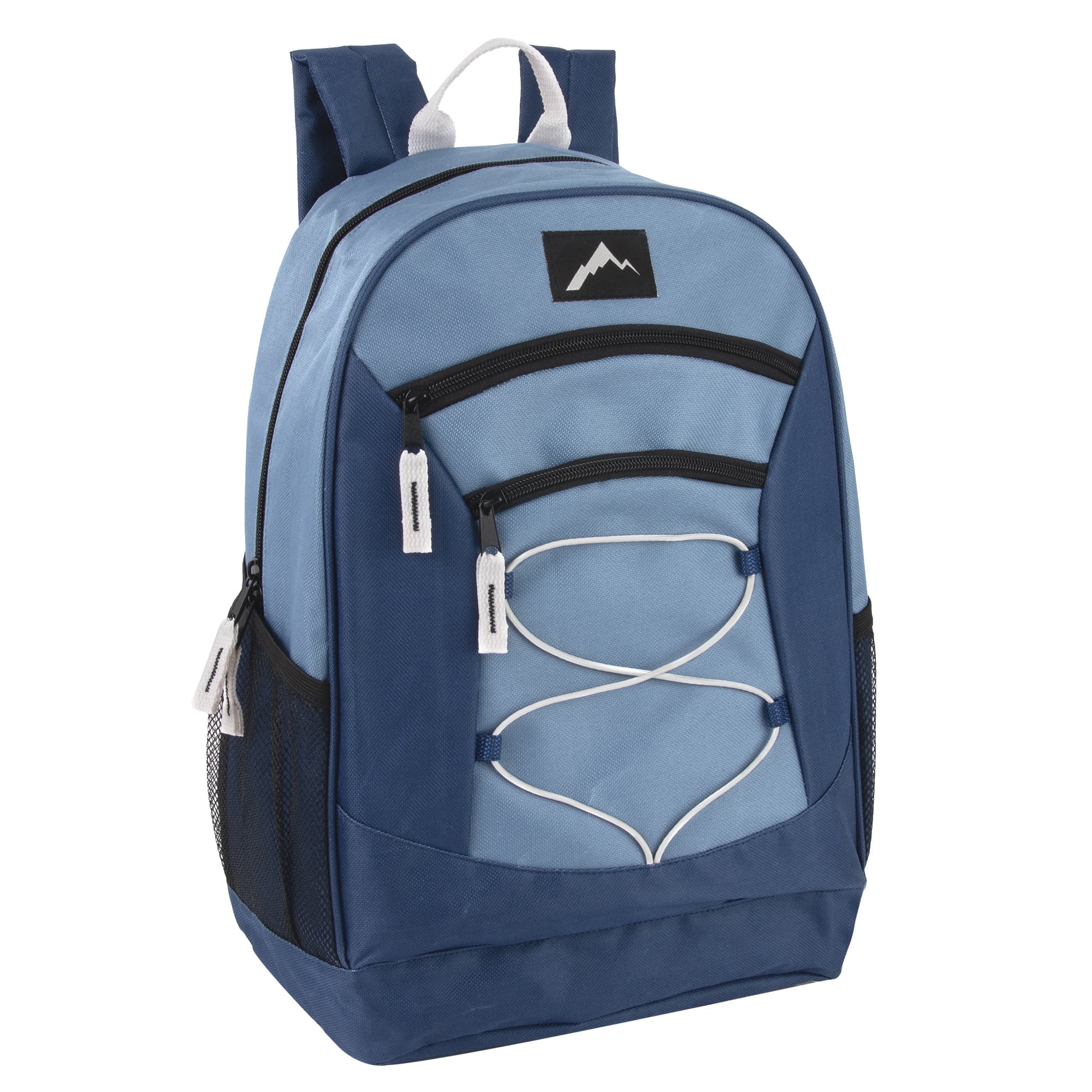 18 Inch Multipocket Bungee Cord Backpack with Side Mesh Pockets in Navy ...