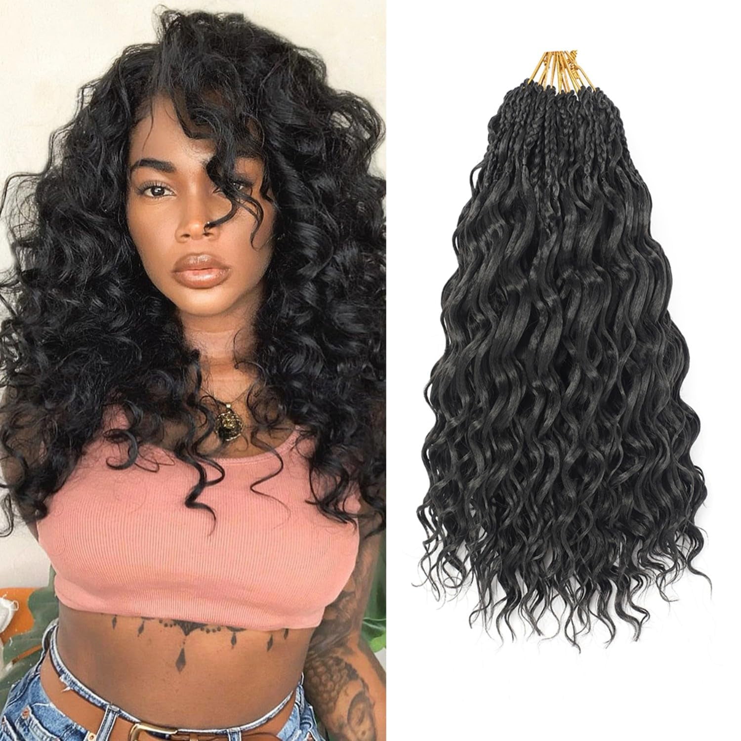 18 Inch Ocean Wave Crochet Hair 8 Packs - Synthetic Pre-Looped Deep ...