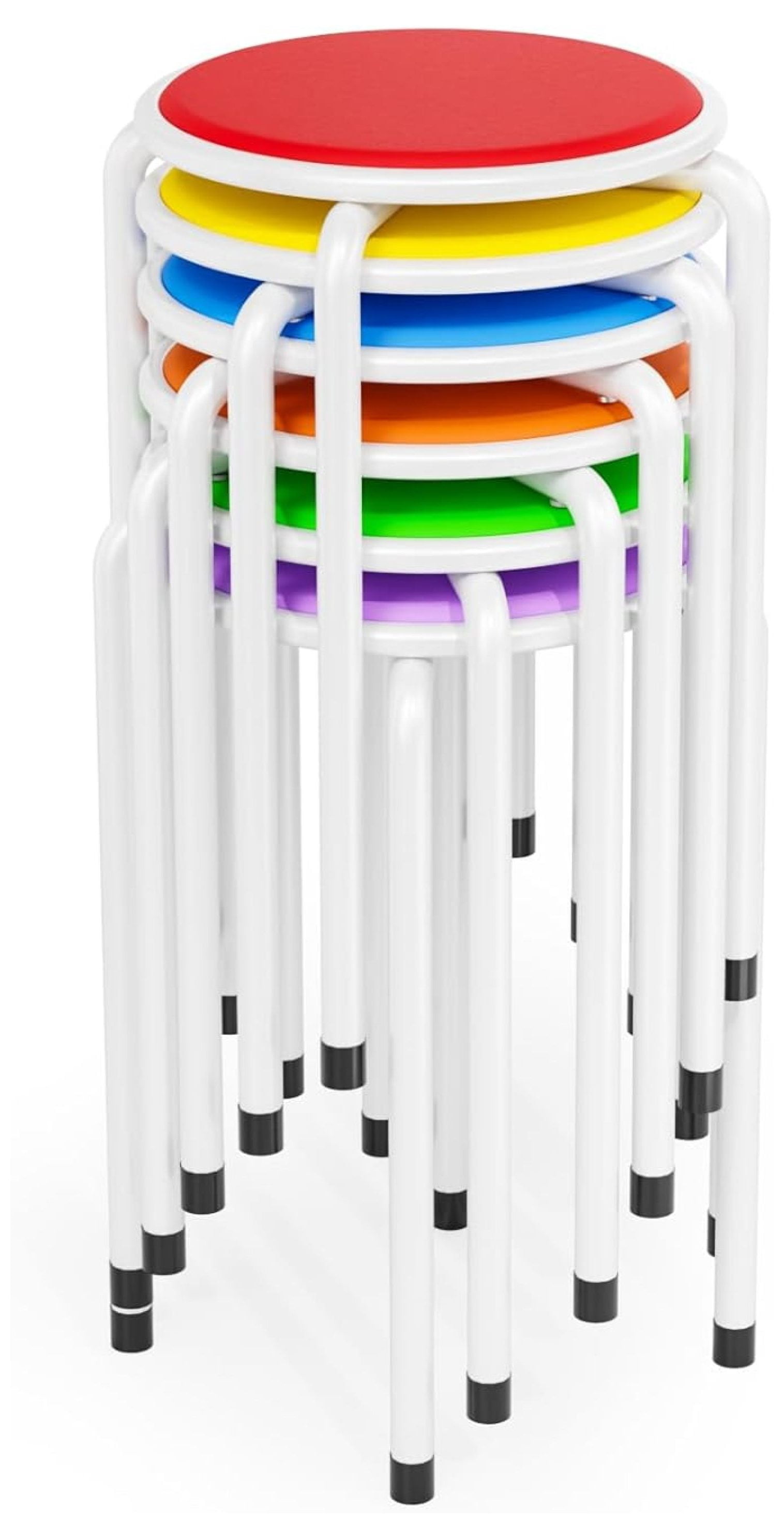 18 Inch Padded Stacking Stools, Colorful Portable Nesting Metal Round ...