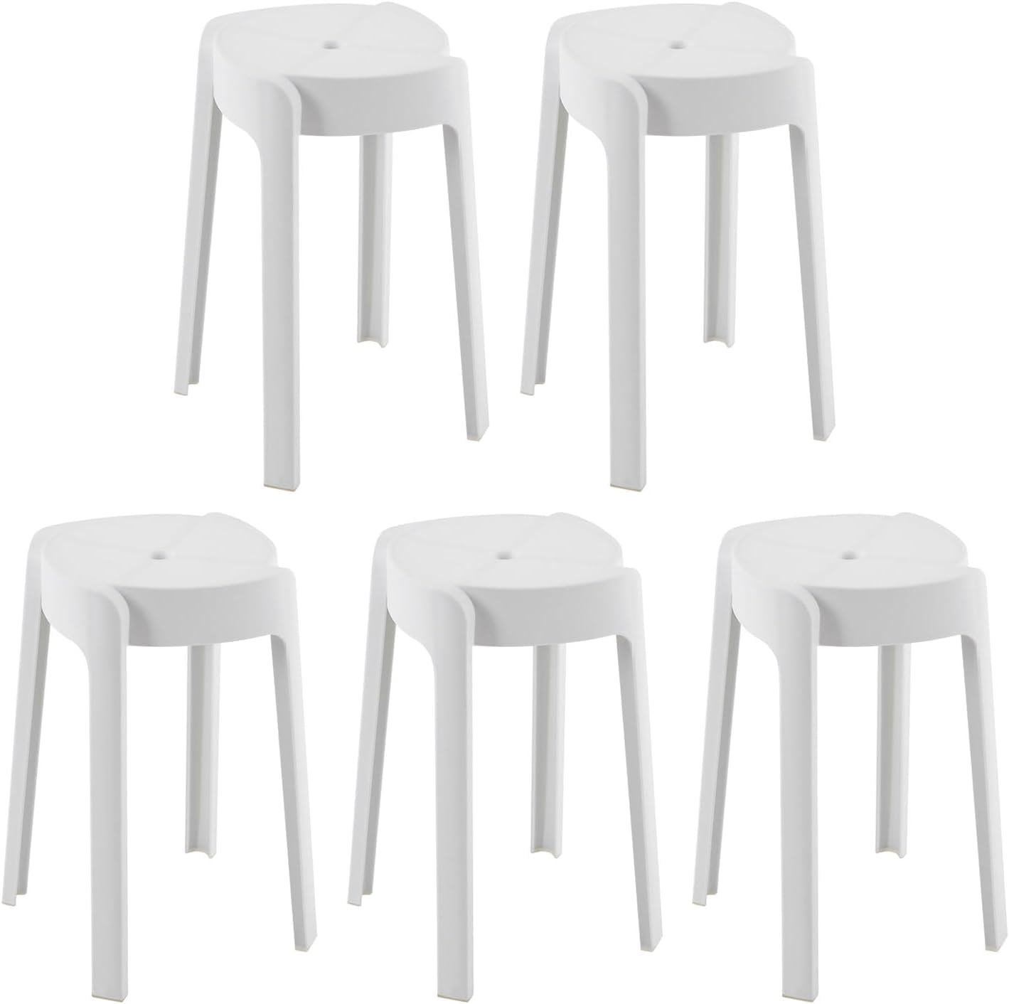 18 Inch Plastic Stackable Stools 5-Pack Seating, Classroom Stools ...