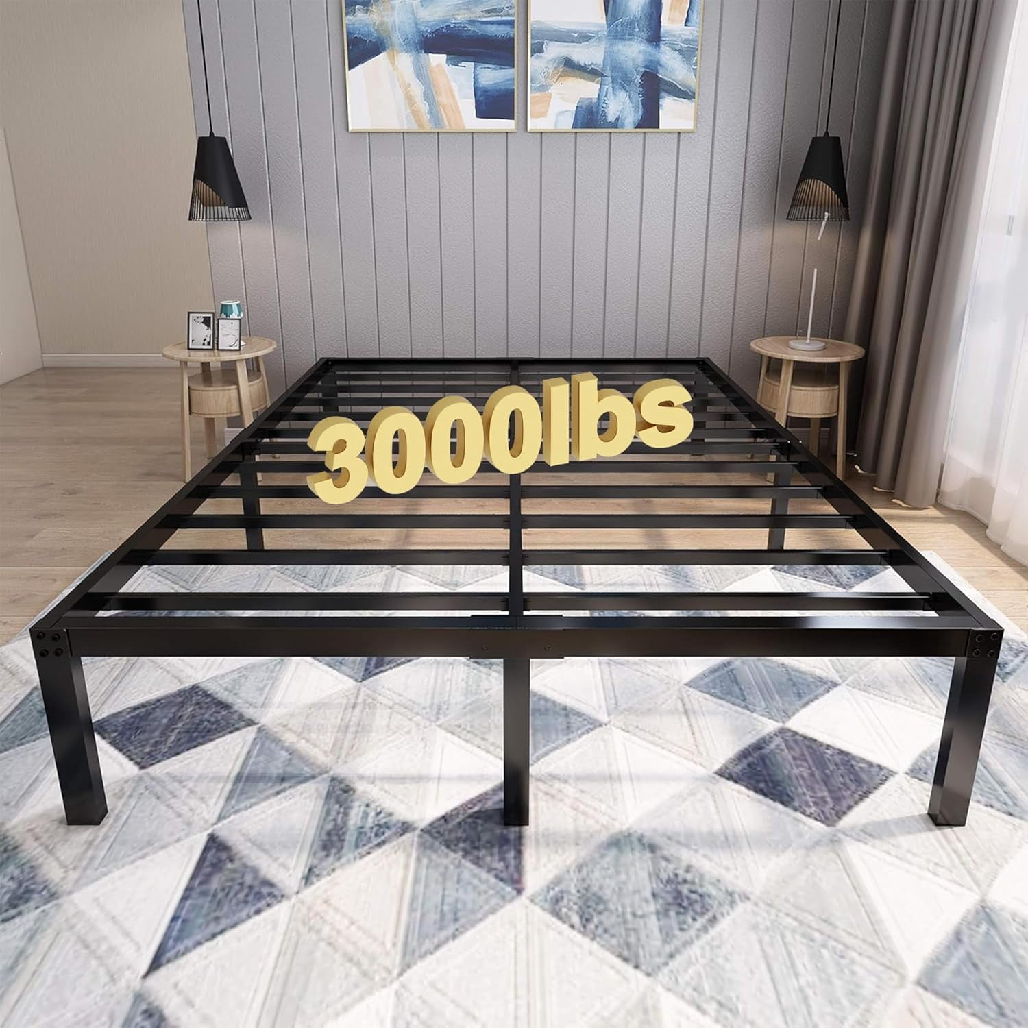 18 Inch Platform Bed Frame/Easy Assembly Mattress Foundation / 3000lbs ...