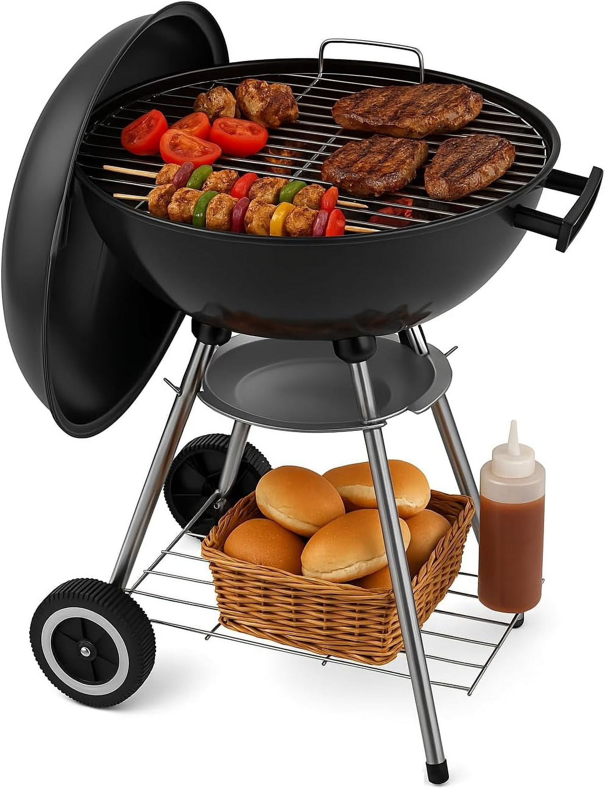 18 Inch Portable Charcoal Grill – Heavy-Duty Round BBQ Grill with ...