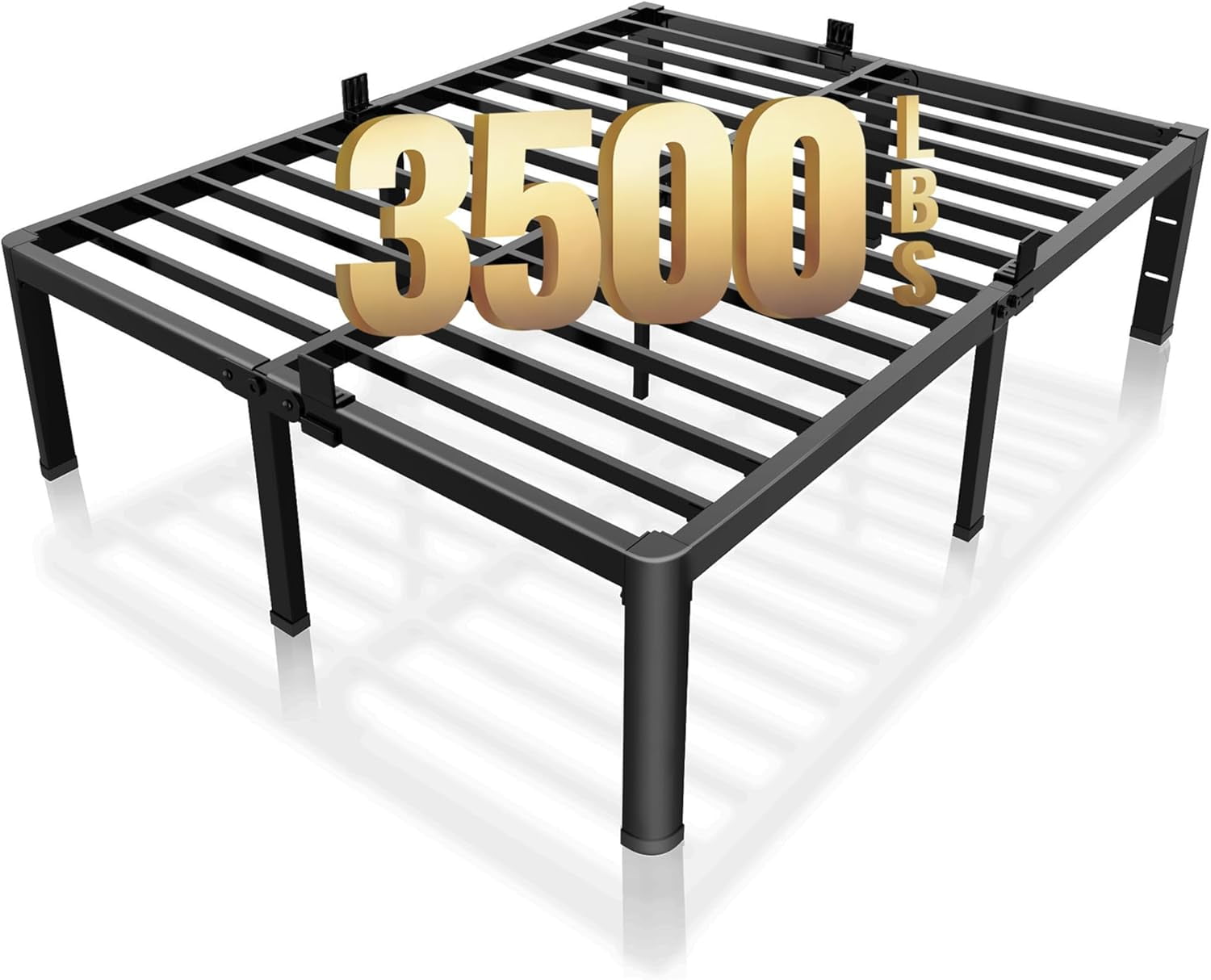 18 Inch Queen Bed Frame with Rounded Corner and Headboard Hole Mattress ...