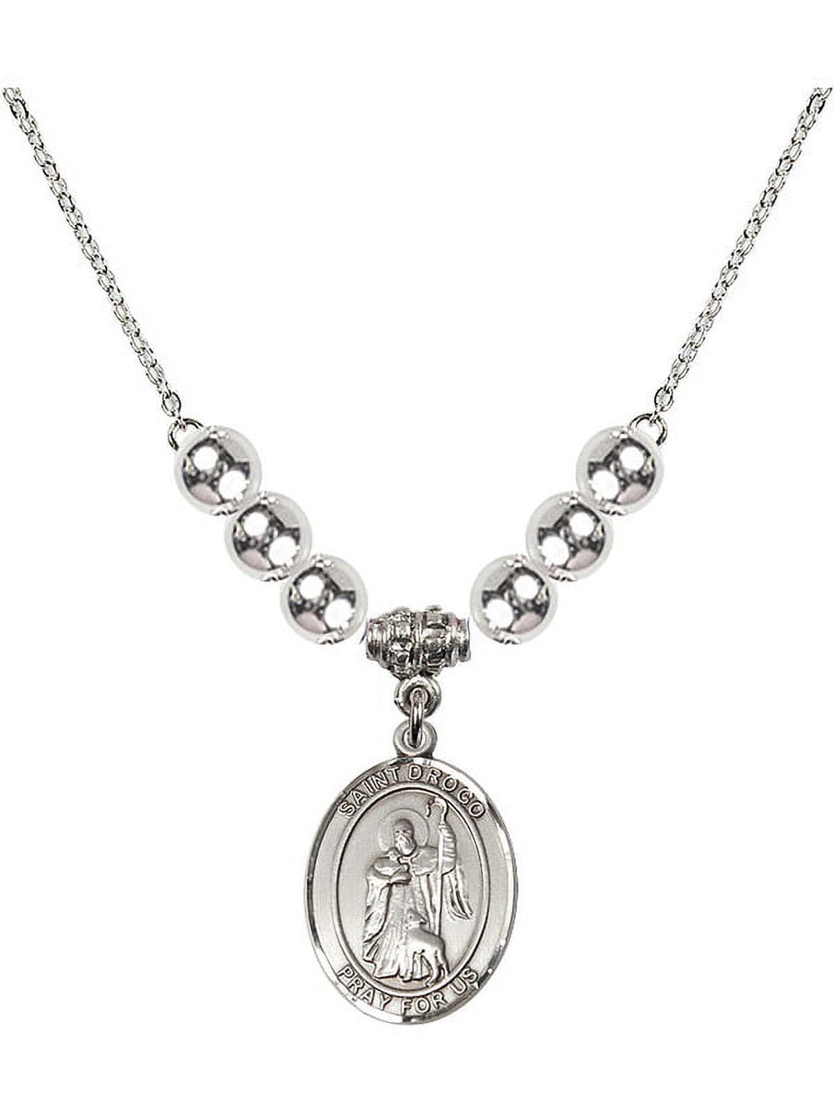 18-Inch Rhodium Plated Necklace with 6mm Sterling Silver Beads and ...
