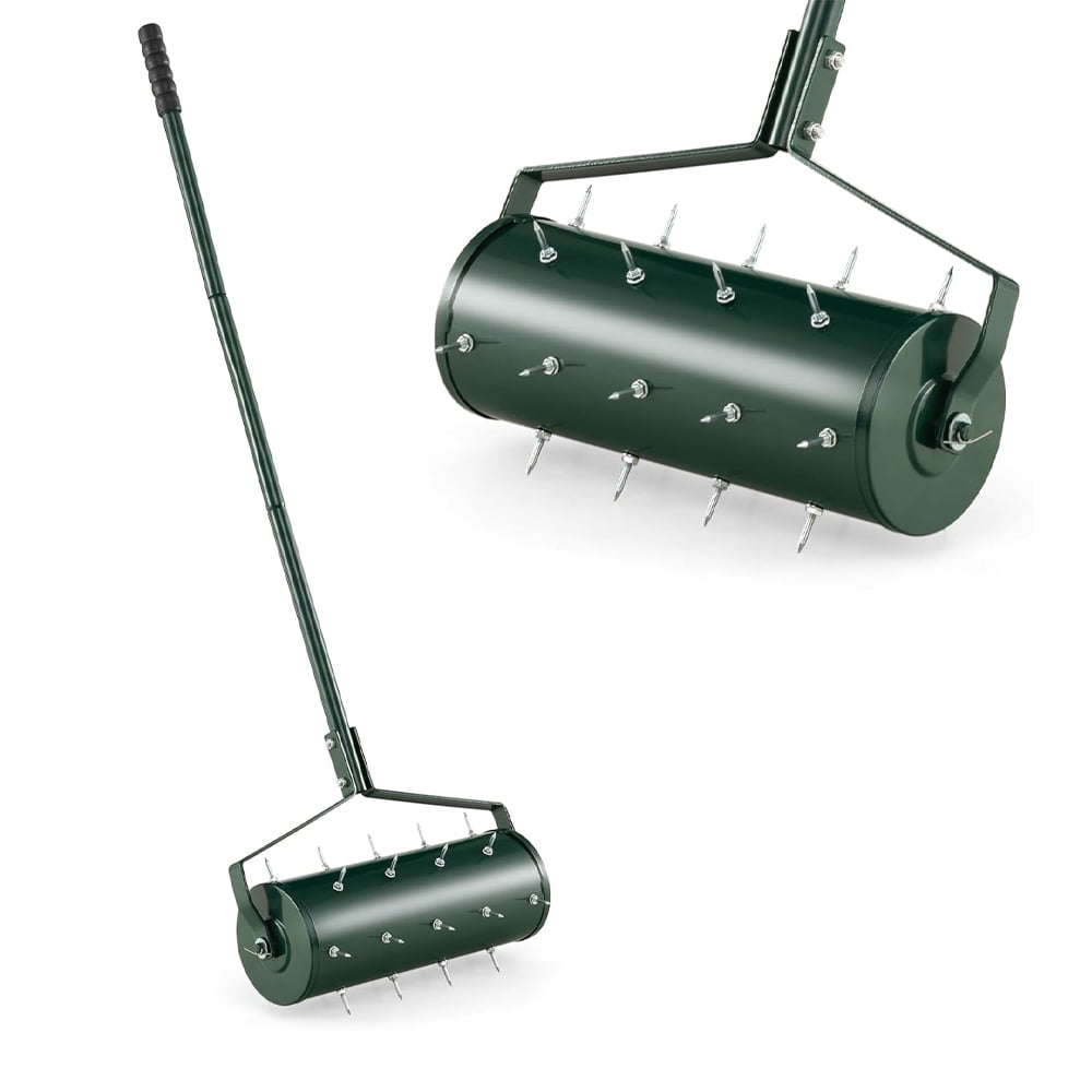 18 Inch Rolling Lawn Aerator for Garden Yard, Heavy Duty Rotary Tine ...