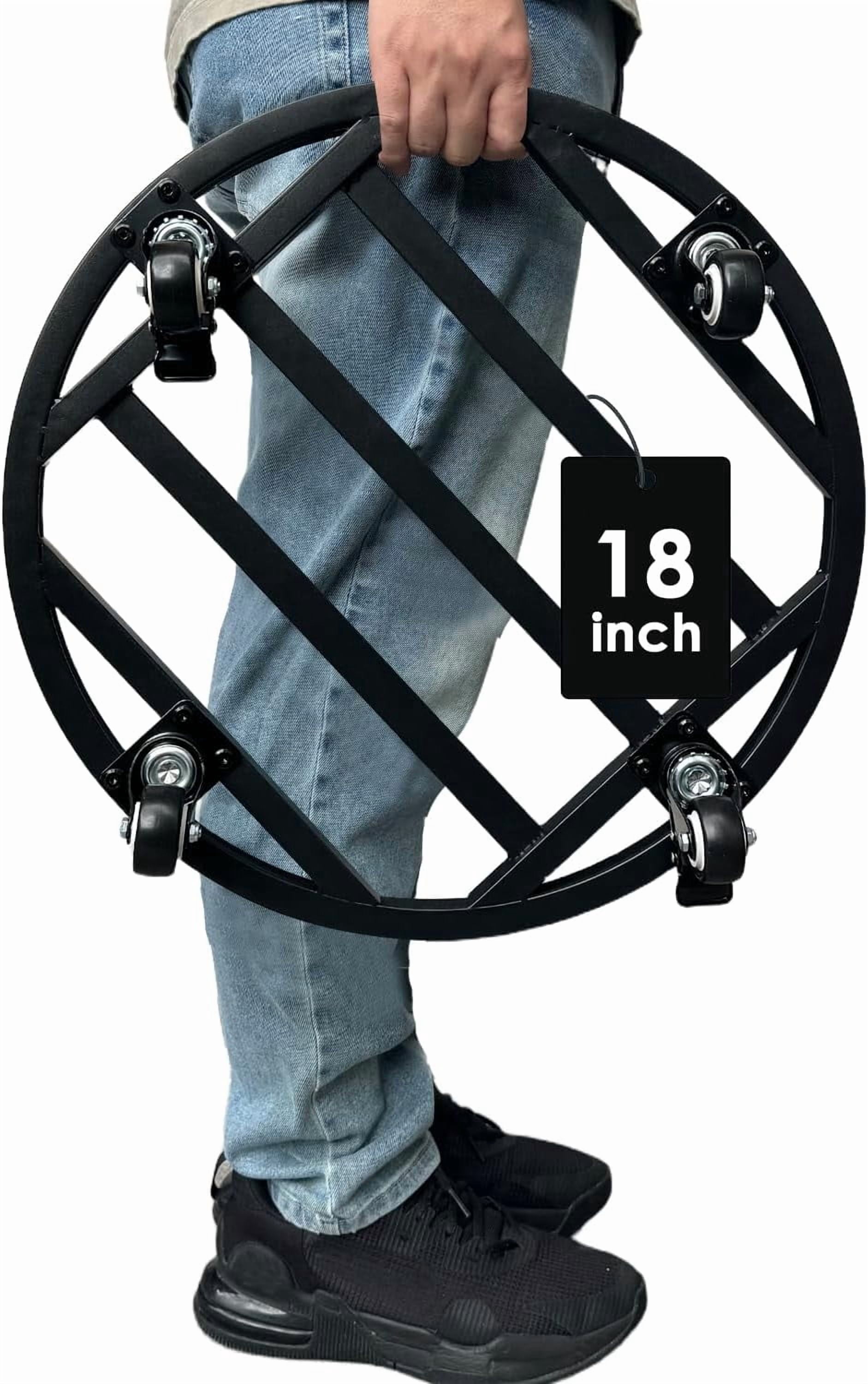 18-Inch Round Rolling Plant Stand with Locking Casters, Heavy-Duty Rust ...