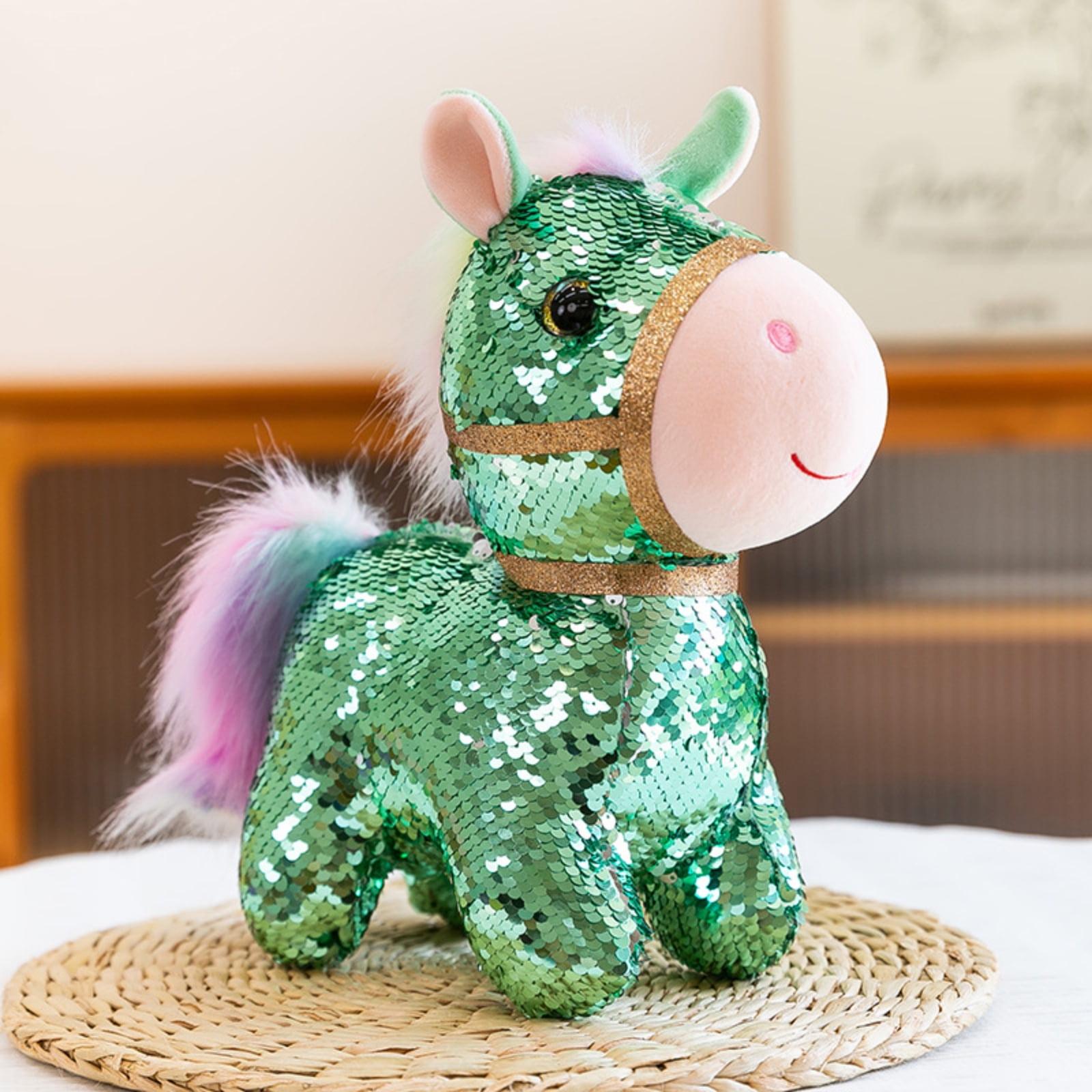 18 Inch Sequin Unicorn Plush Toy, Mint Green Sparkly Stuffed Animal ...