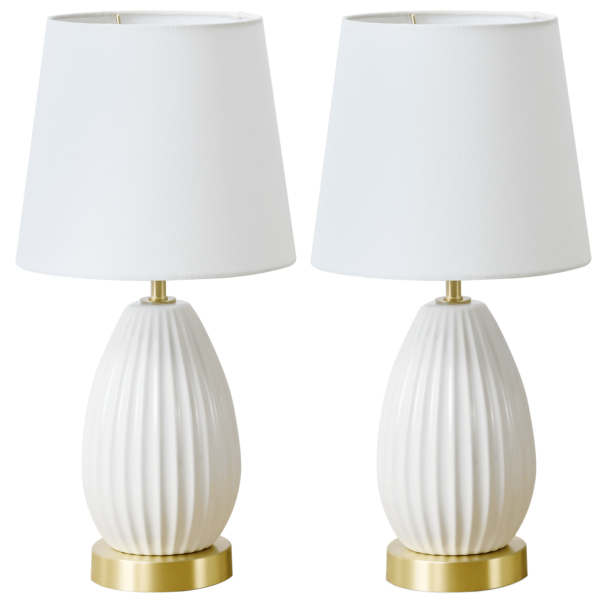 18-Inch Set of 2 Table Lamps, Antique Brass and White Finish, E26 ...