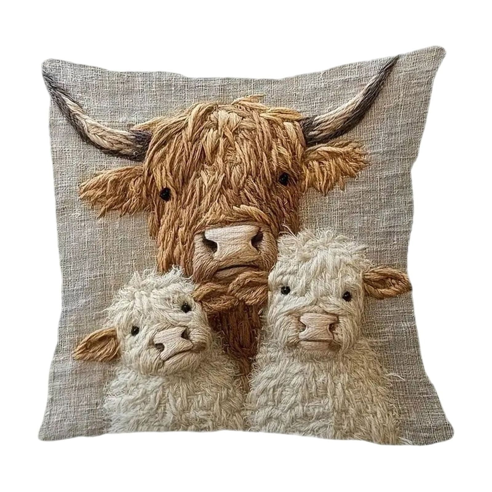 18 Inch Short Lint Pillow Cover, Cute Embroidery Decorative Throw ...