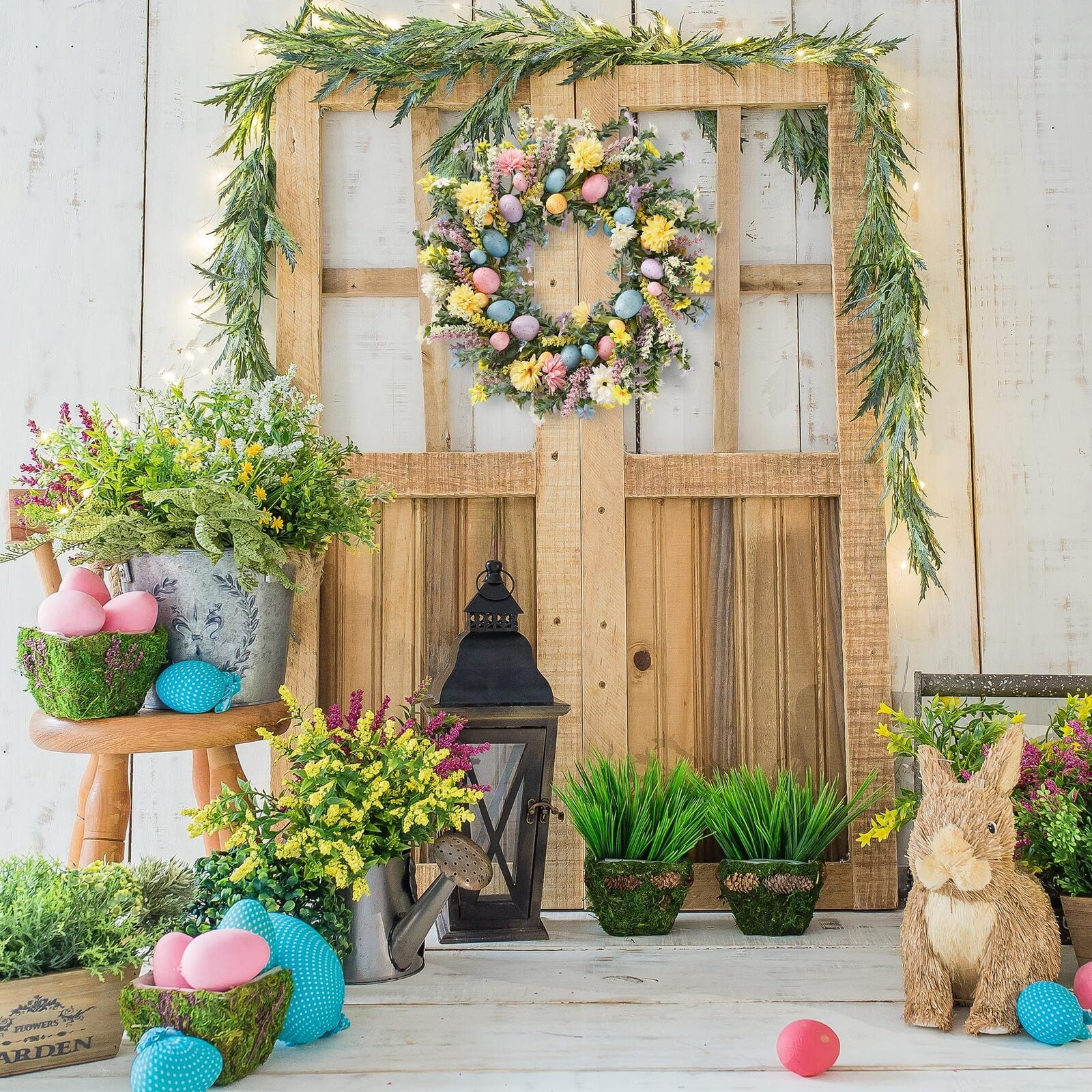 18 Inch Small Easter Wreath for Kitchen Cabinets Mini Spring Artificial ...