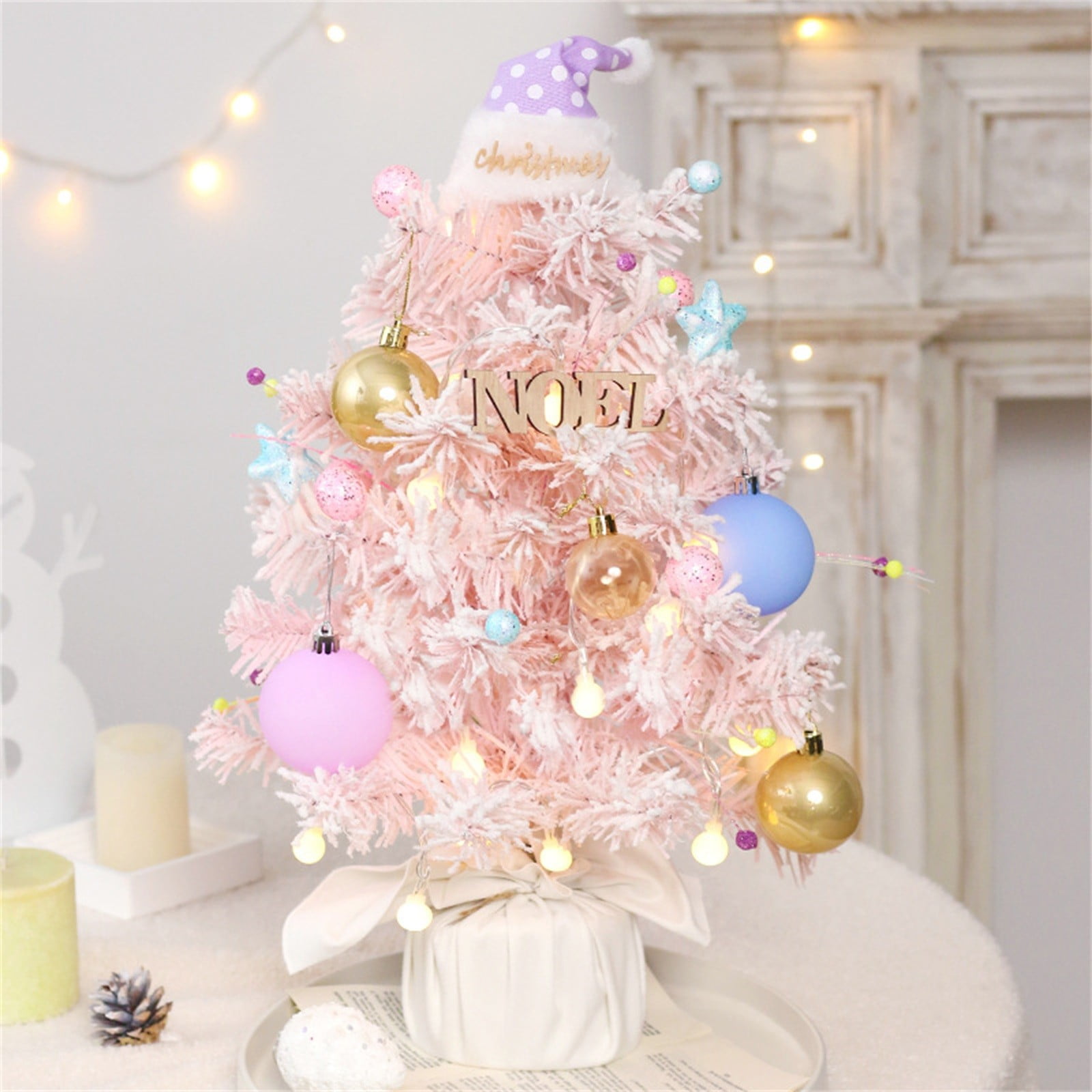 18 Inch Small Table Top Artificial Christmas Tree with LED Lights ...
