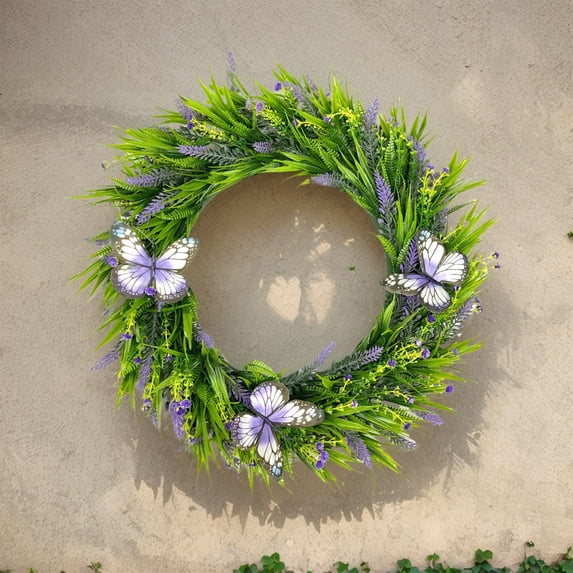 18 Inch Spring Summer Artificial Flower Wreath for Front Door Wall ...