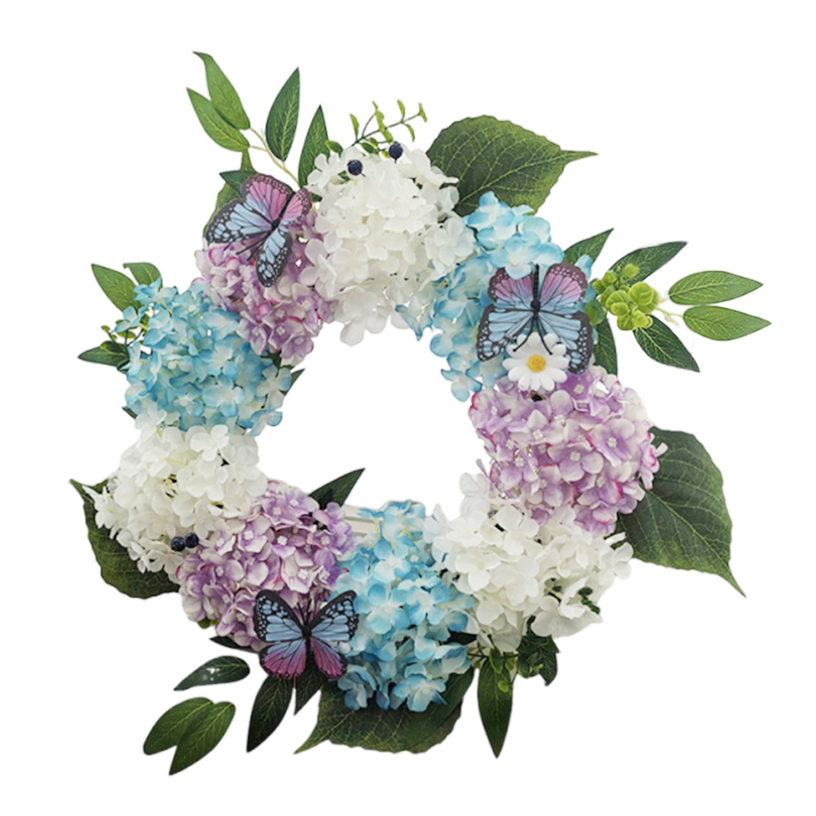 18 Inch Spring Summer Wreath for Front Door - Blue White Hydrangea and ...