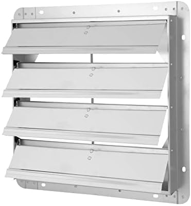 18-Inch Square Aluminum Automatic Gravity Shutter Louver Vent, Silver ...