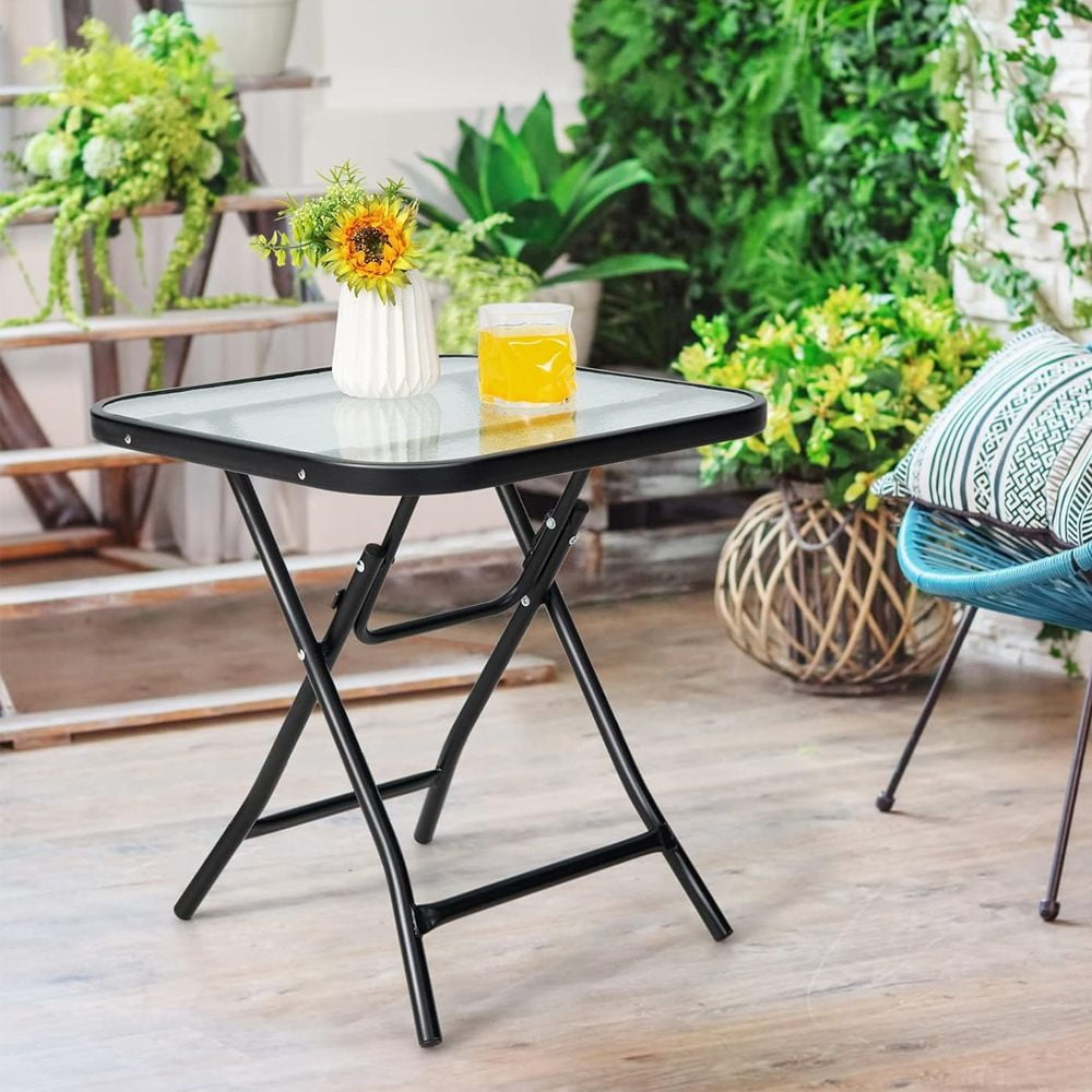 18 Inch Square Patio Bistro Table with Rustproof Frame Patio Coffee ...