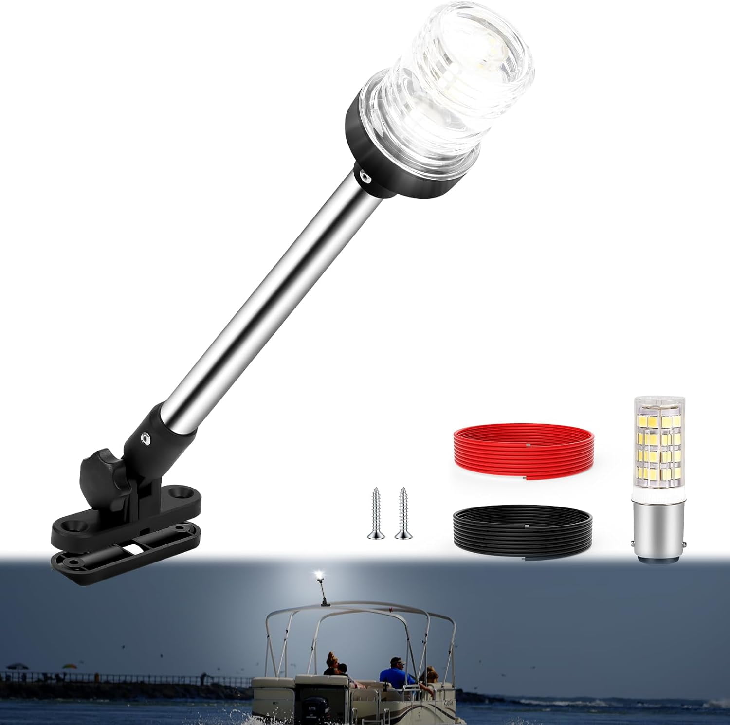 18 Inch Stern Light Bimini Top Anchor Light, LED Pontoon Navigation ...