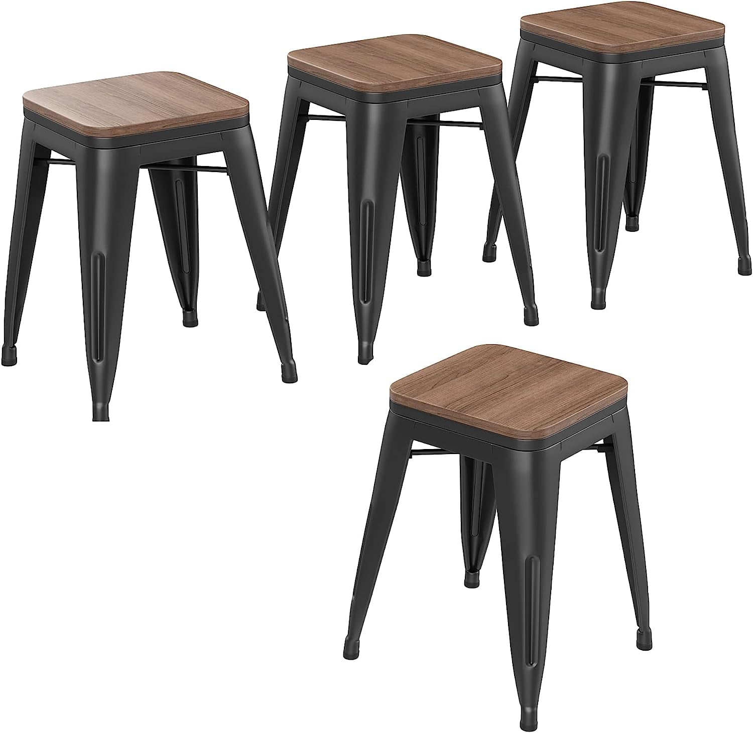 18 Inch Stools Metal Dining Chairs Set of 4 Stackable School Stools ...
