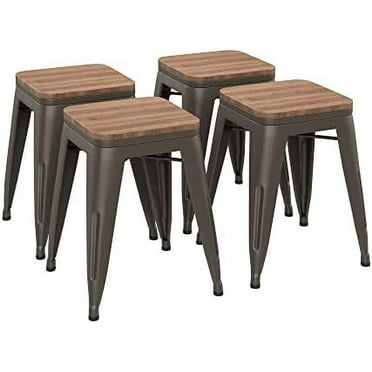 Andeworld 18 inch Stackable Metal Bar Stools, Set of 4, Rustic ...